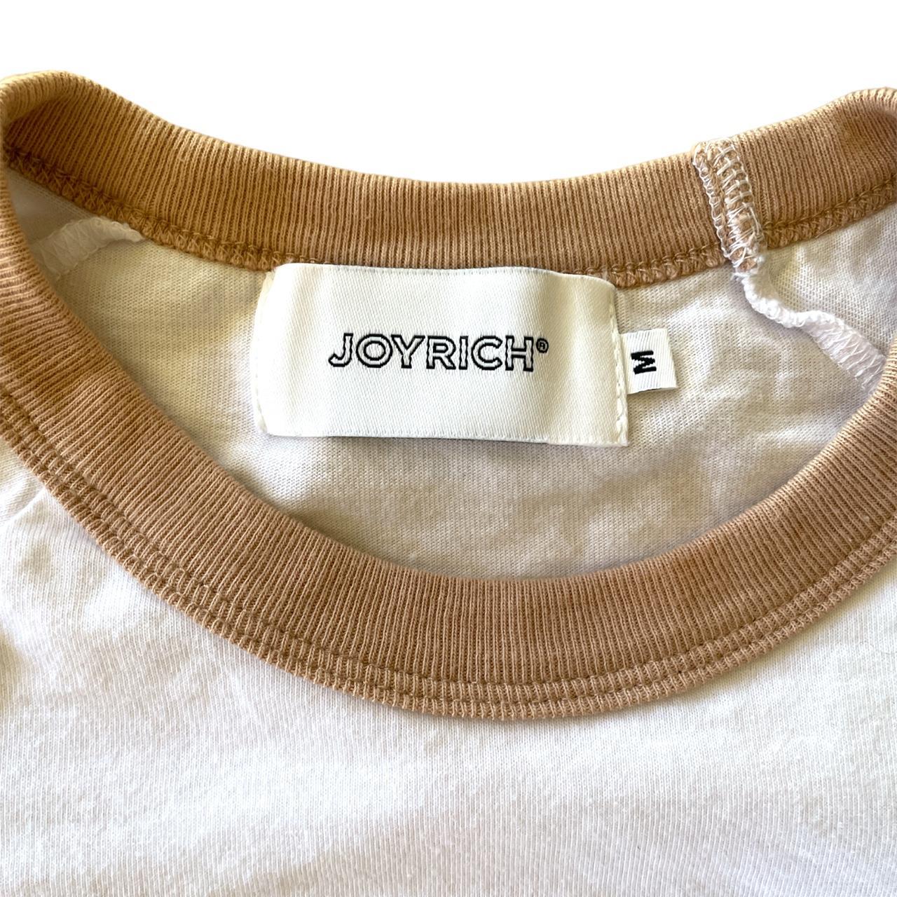 Joyrich Women's White and Tan Crop-top | Depop