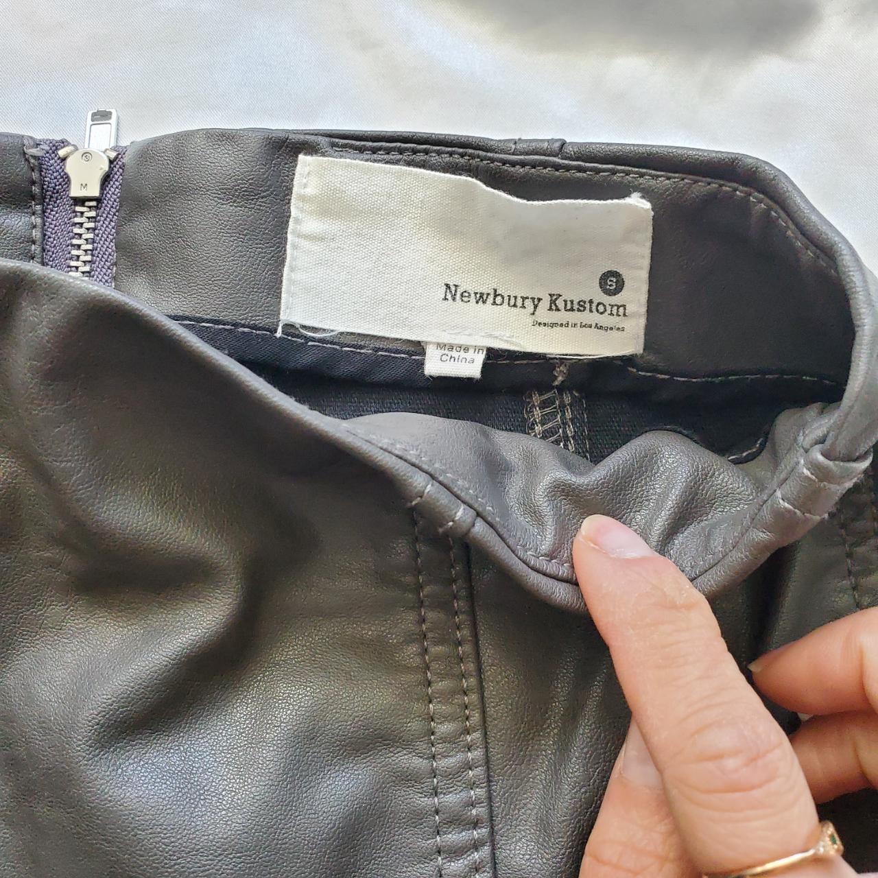 NEWBURY KUSTOM Gray Pleather Zip Mini Skirt... - Depop