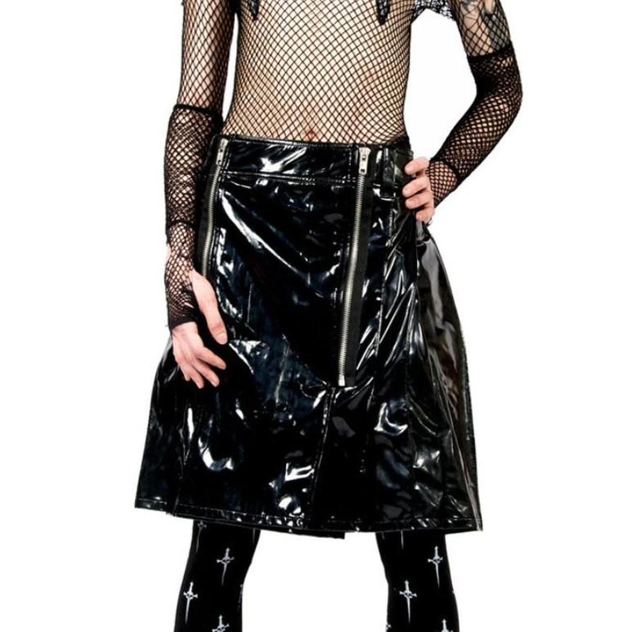 Vintage Lip Service men's classic black PVC kilt.... - Depop
