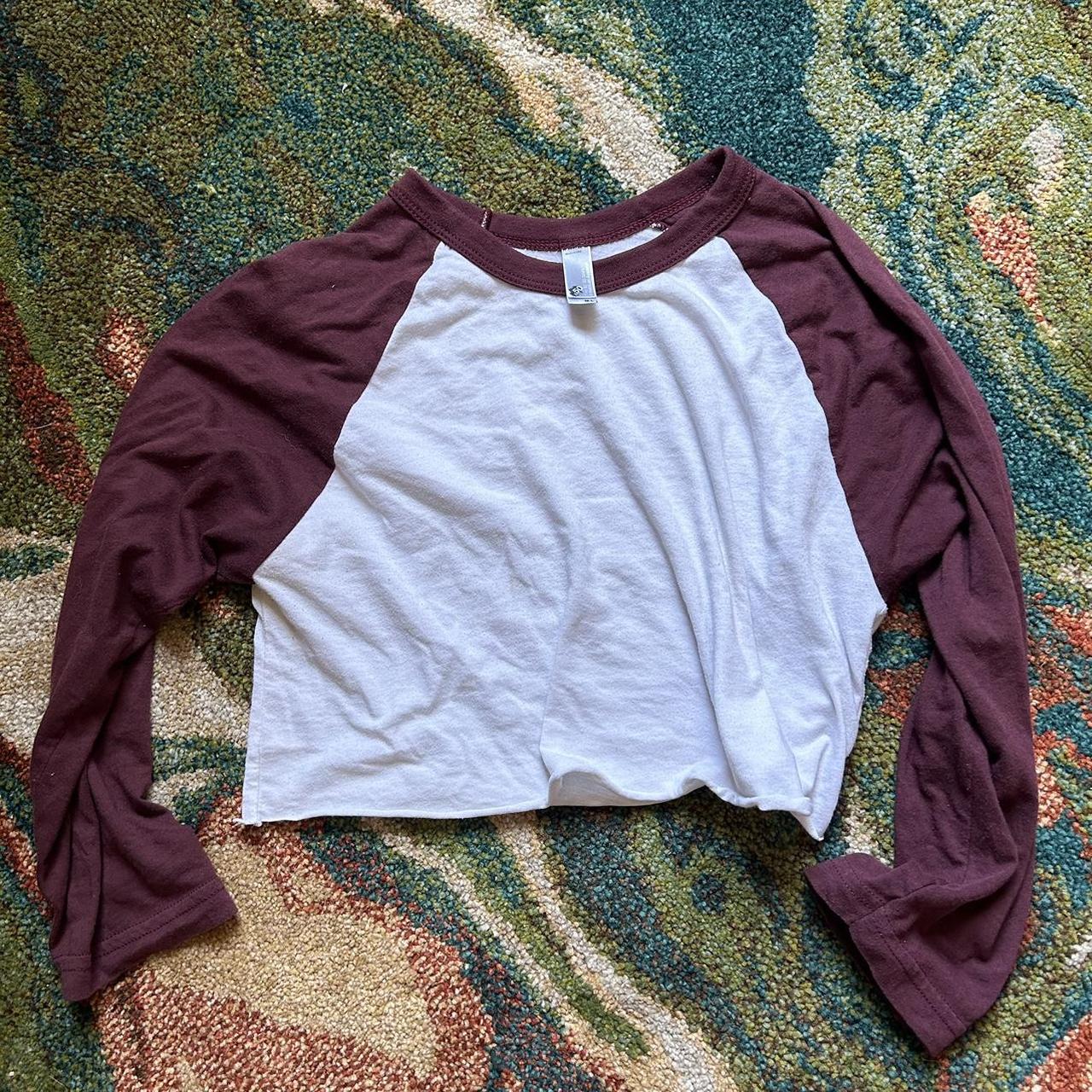 vintage american apparel baseball tee ⚾️ cropped by... - Depop