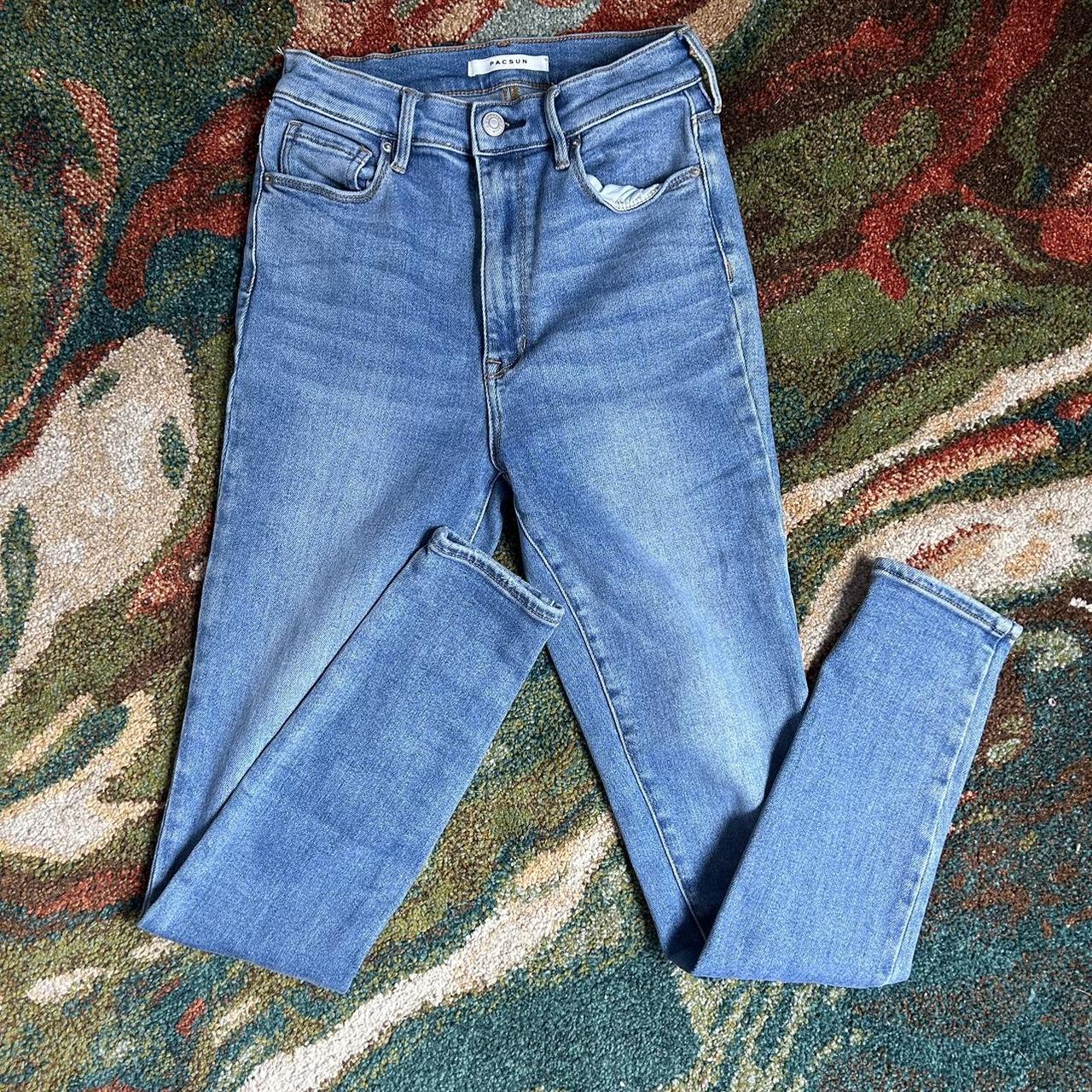 pacsun high waisted skinny jeans size 26 but it has... - Depop