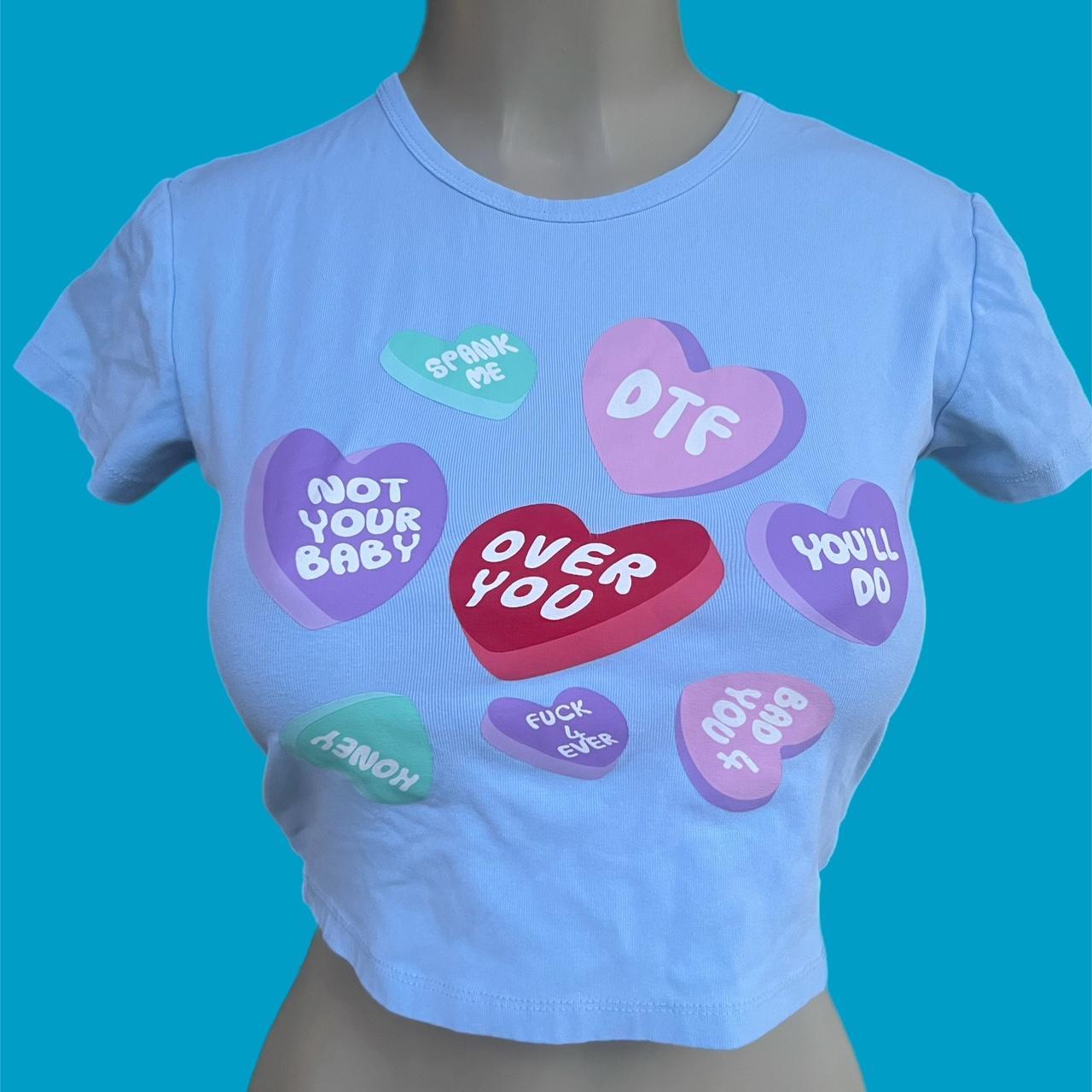 Dollskill sugar thrillz candy hearts crop top Size... - Depop