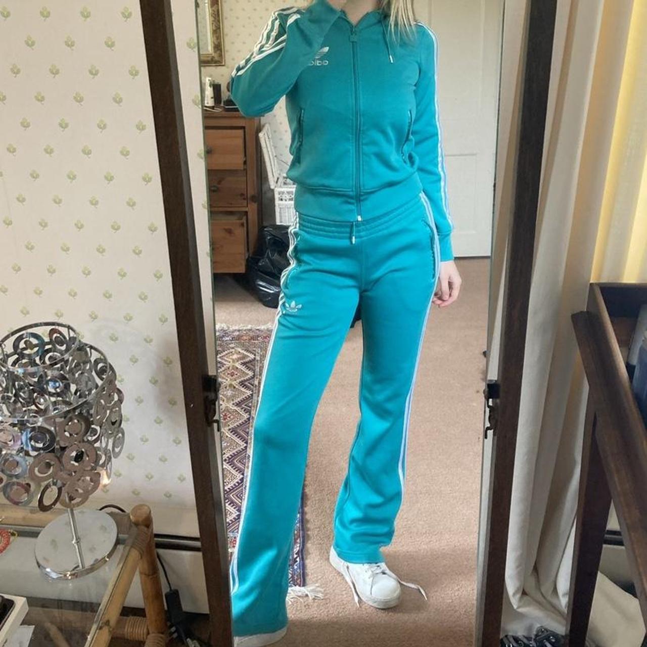 Amazing vintage adidas tracksuit in teal / turquoise... - Depop