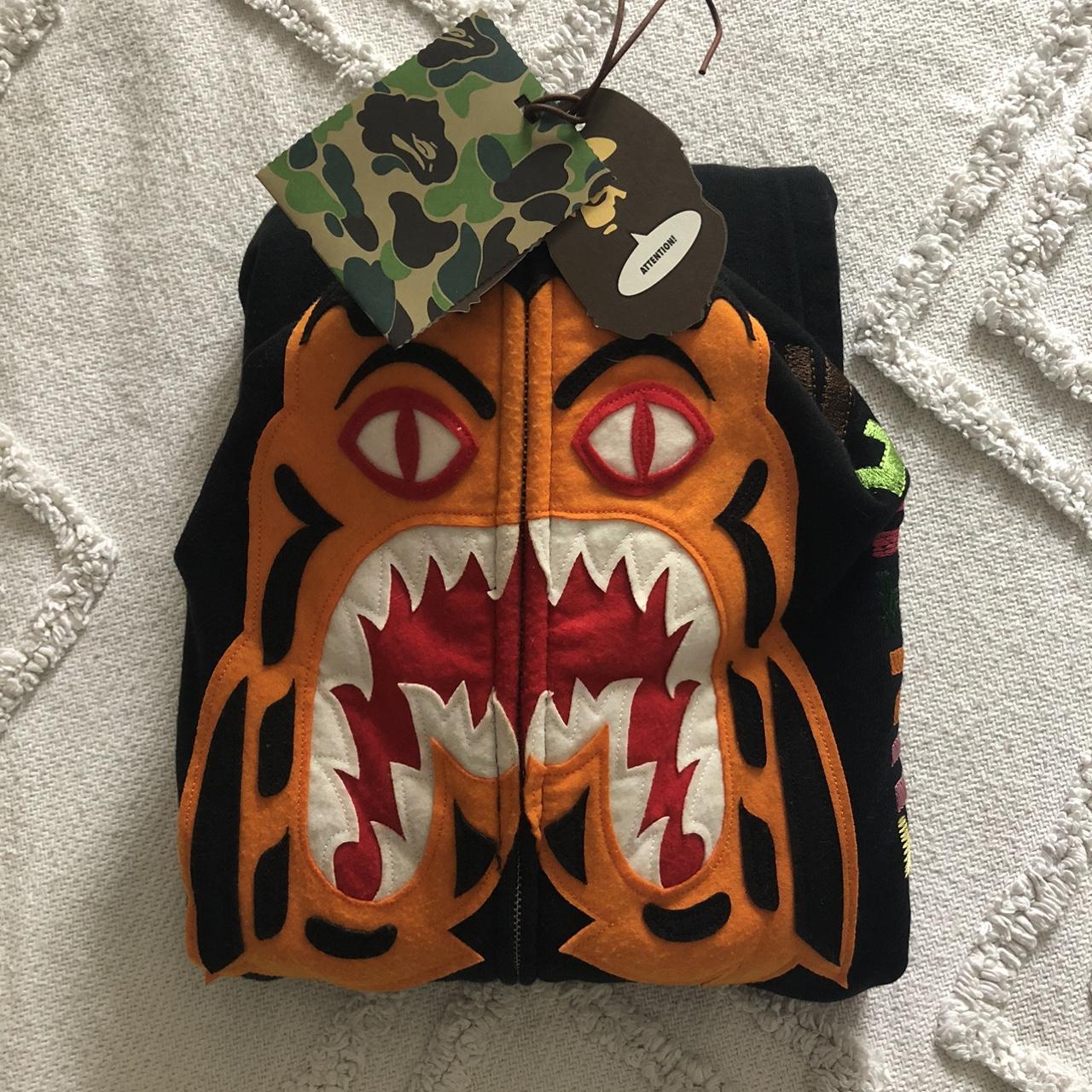 BAPE BLACK TIGER ZIP UP HOODY - CRAZY DETAILING ON... | Depop