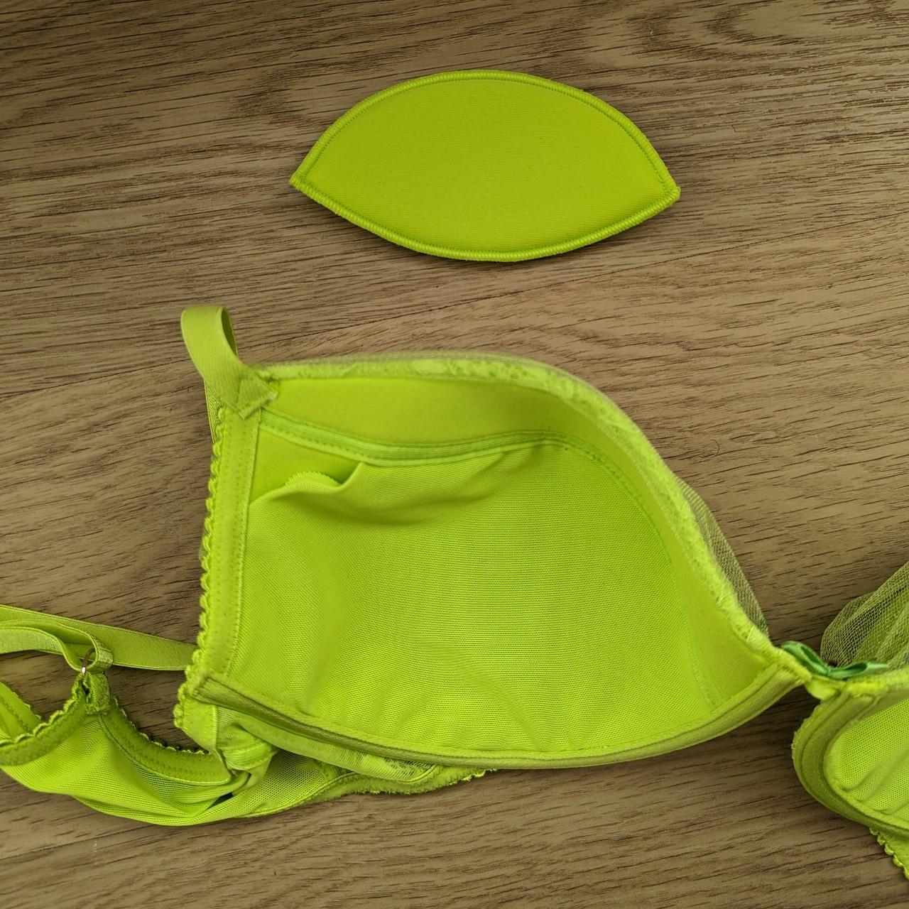 Savage x Fenty Women's Yellow and Green Bra | Depop