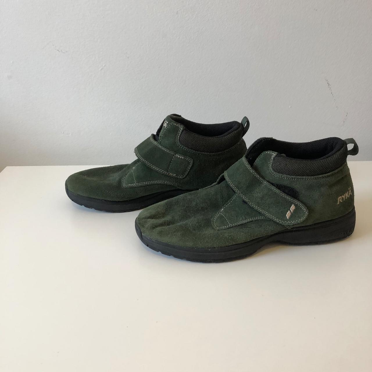 Ryka Green Suede Walking Boots Size 8 Green velcro... - Depop