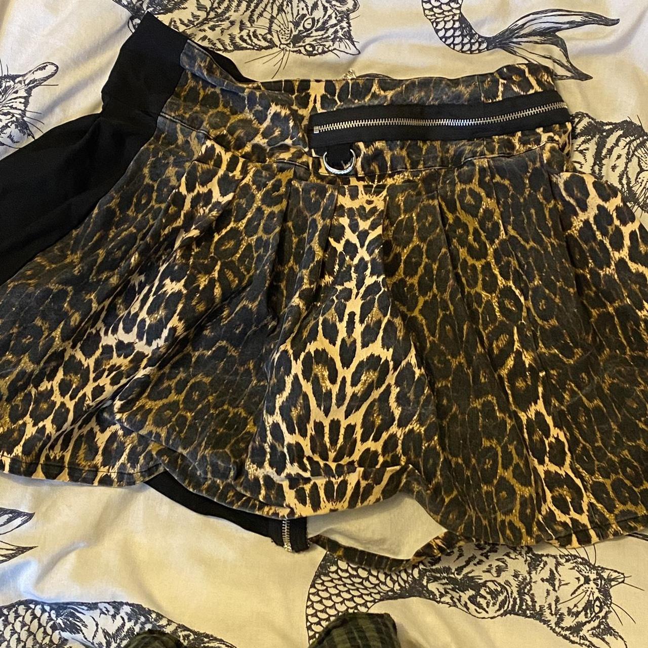 Killstar ‘Savage’ Leopard print split skirt... - Depop