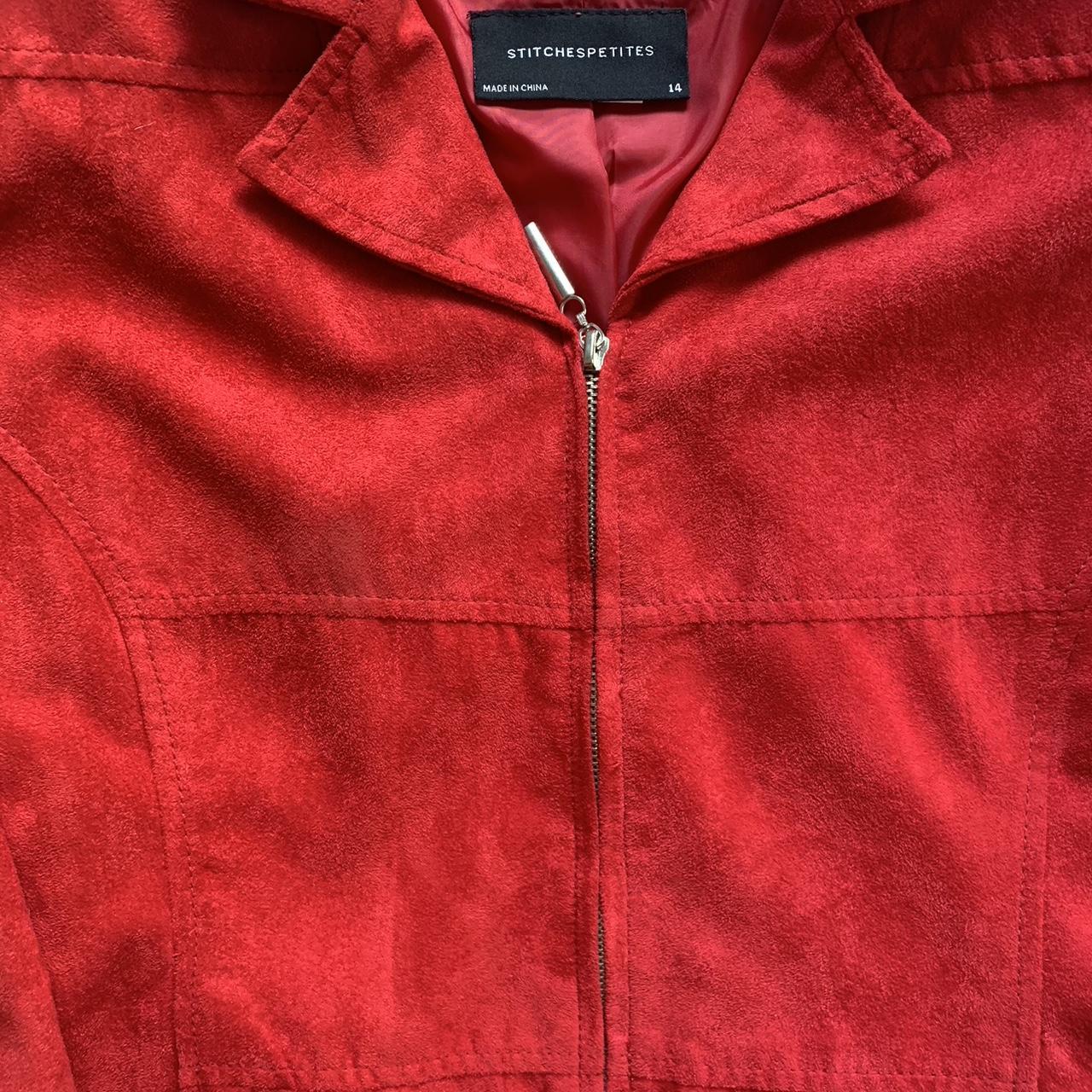 Suede red jacket. Say size 14 but would be best... - Depop