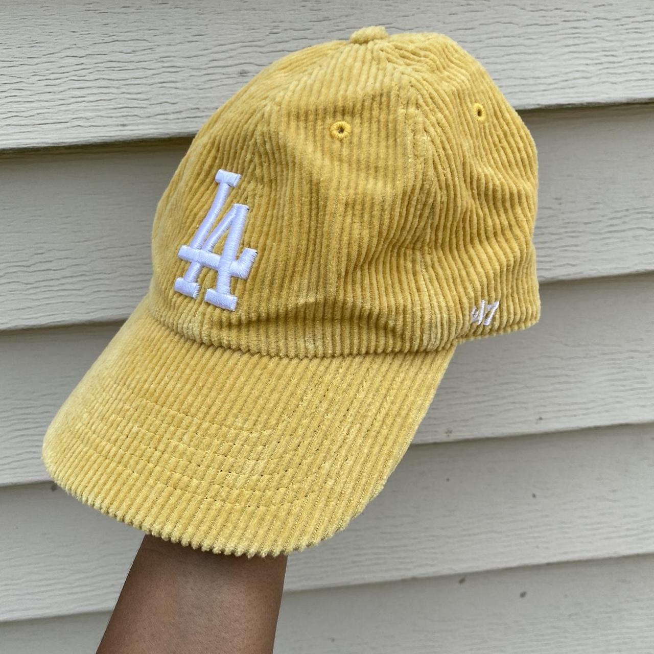 Los Angeles Dodgers Yellow Corduroy Hat Small... - Depop