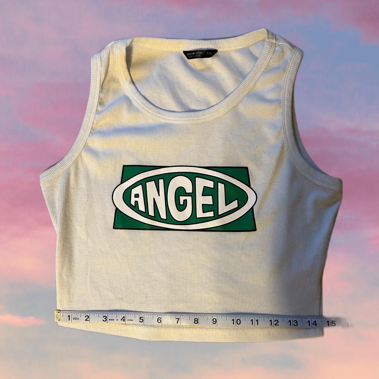 Angel crop top ˖°. ⋆ Rarely worn ⋆ Ribbed... - Depop