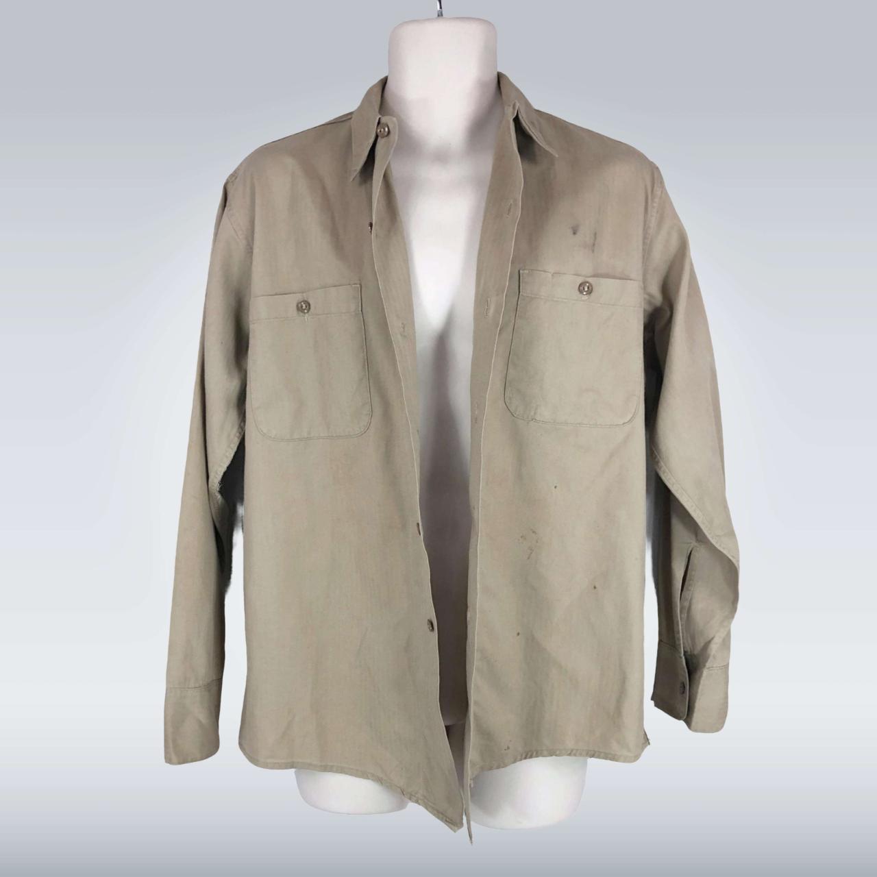 Vintage 1940s men's khaki tan work shirt. The label... | Depop