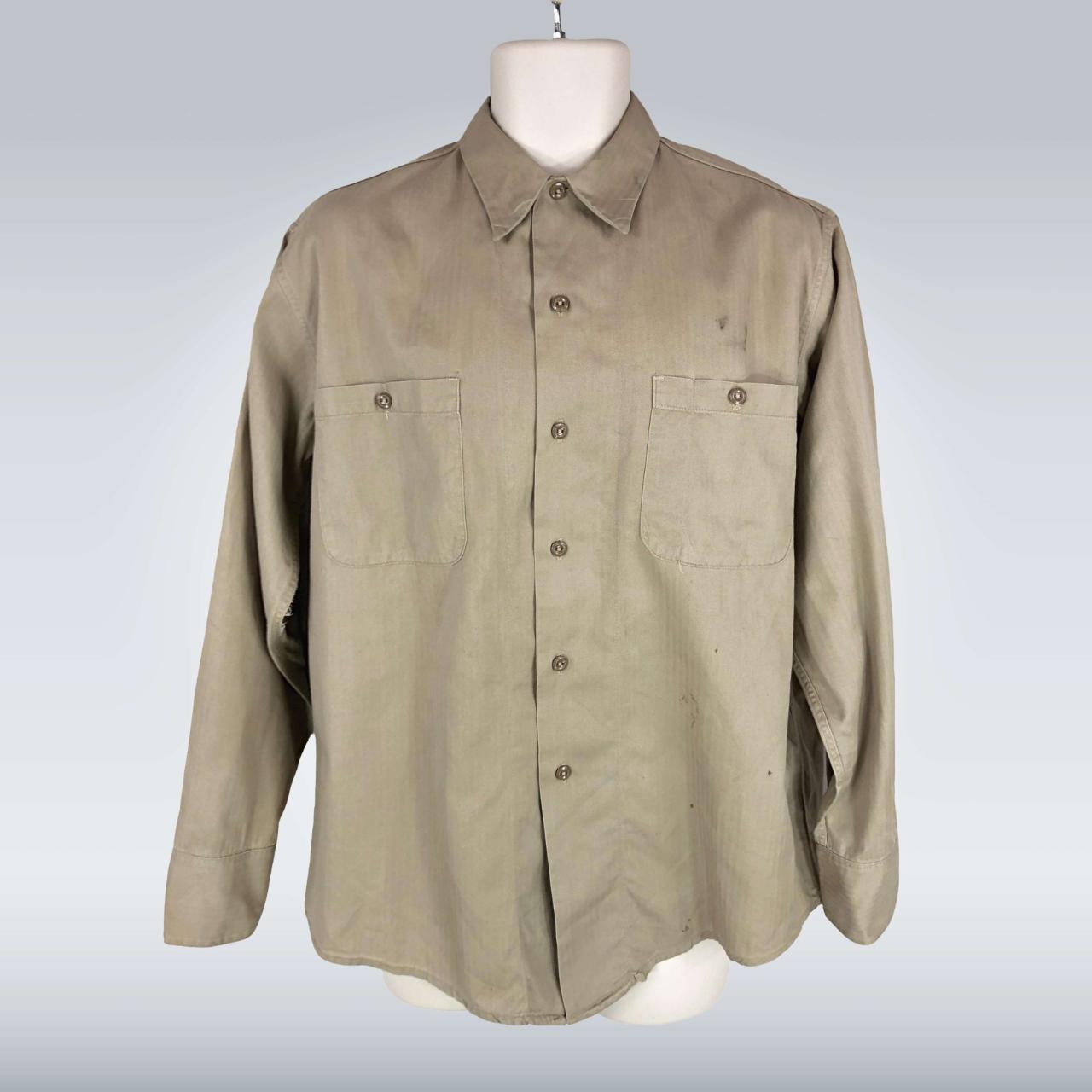 Vintage 1940s men's khaki tan work shirt. The label... | Depop