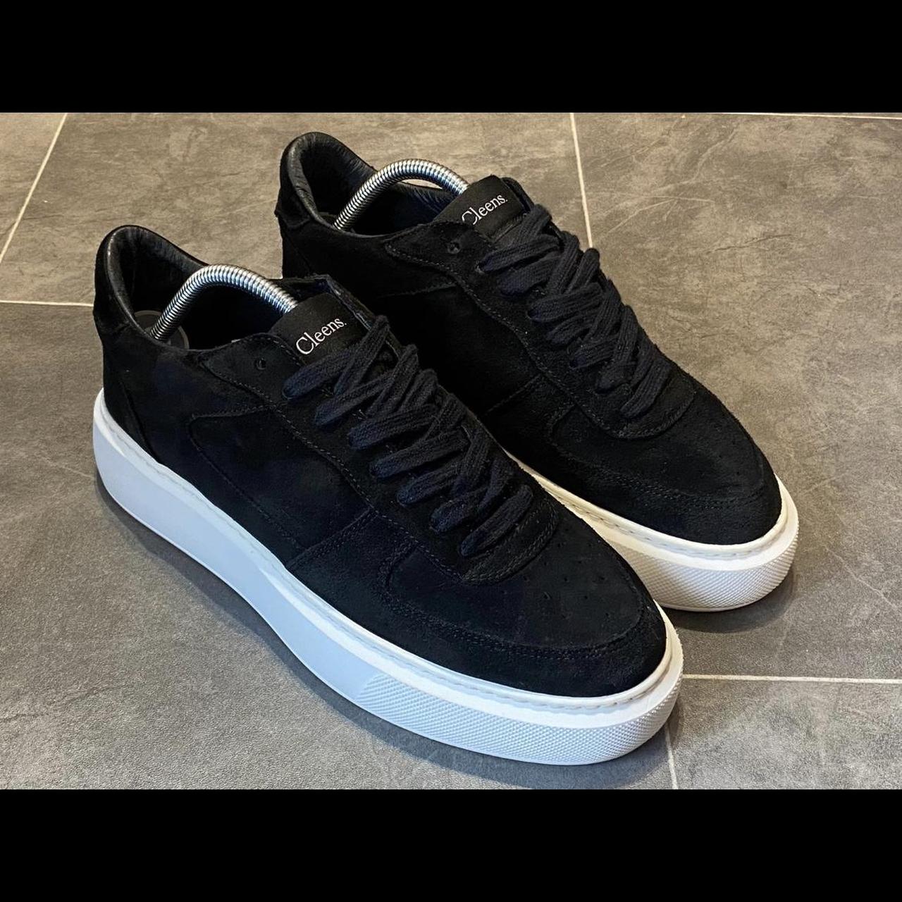 Mens Cleens trainers 👟 Size 8UK 🇬🇧 Black suede with... - Depop
