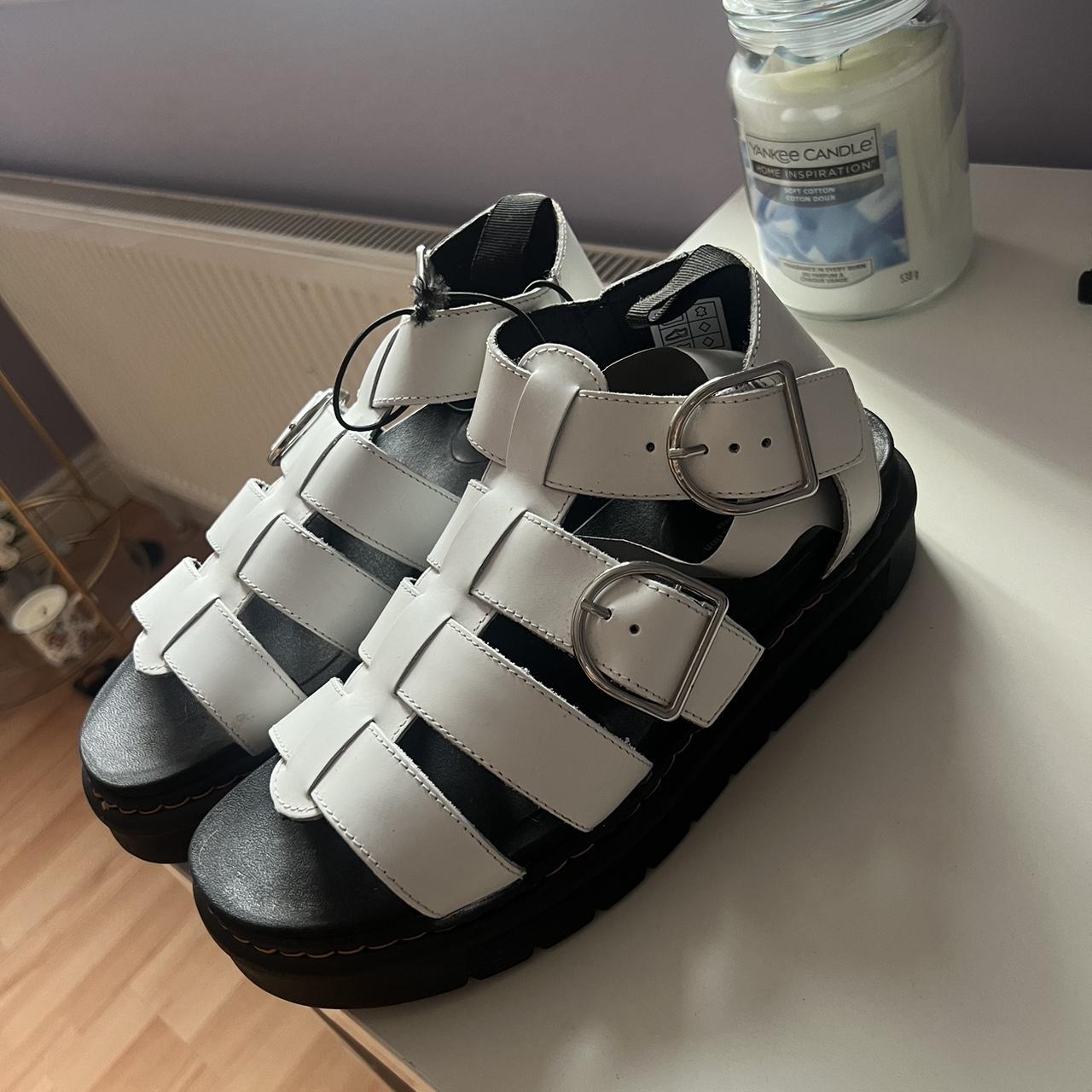 Brand new white doc Martin style sandals uk 6 never... - Depop