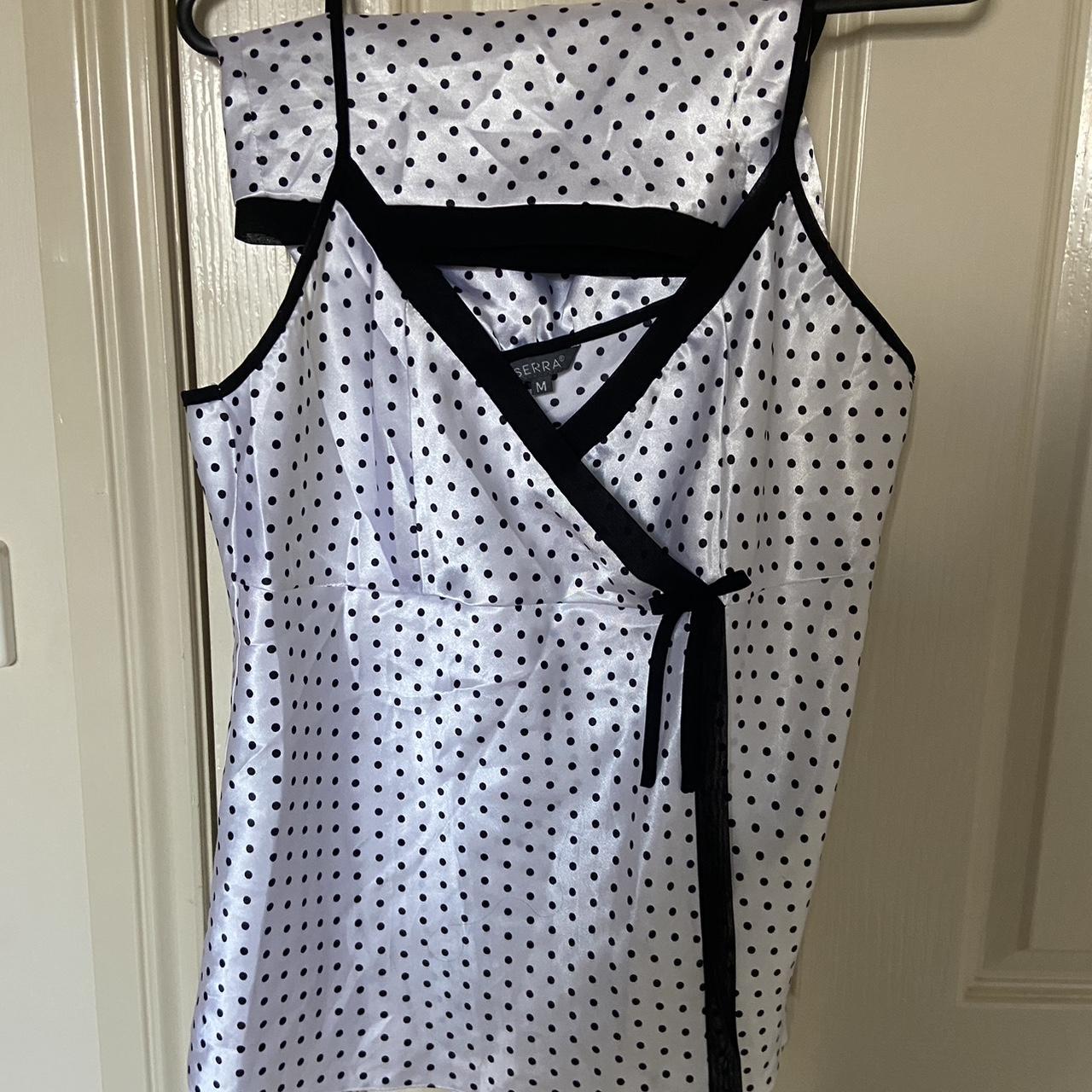 Most stunning Y2k polka dot matching silk pyjama set... - Depop