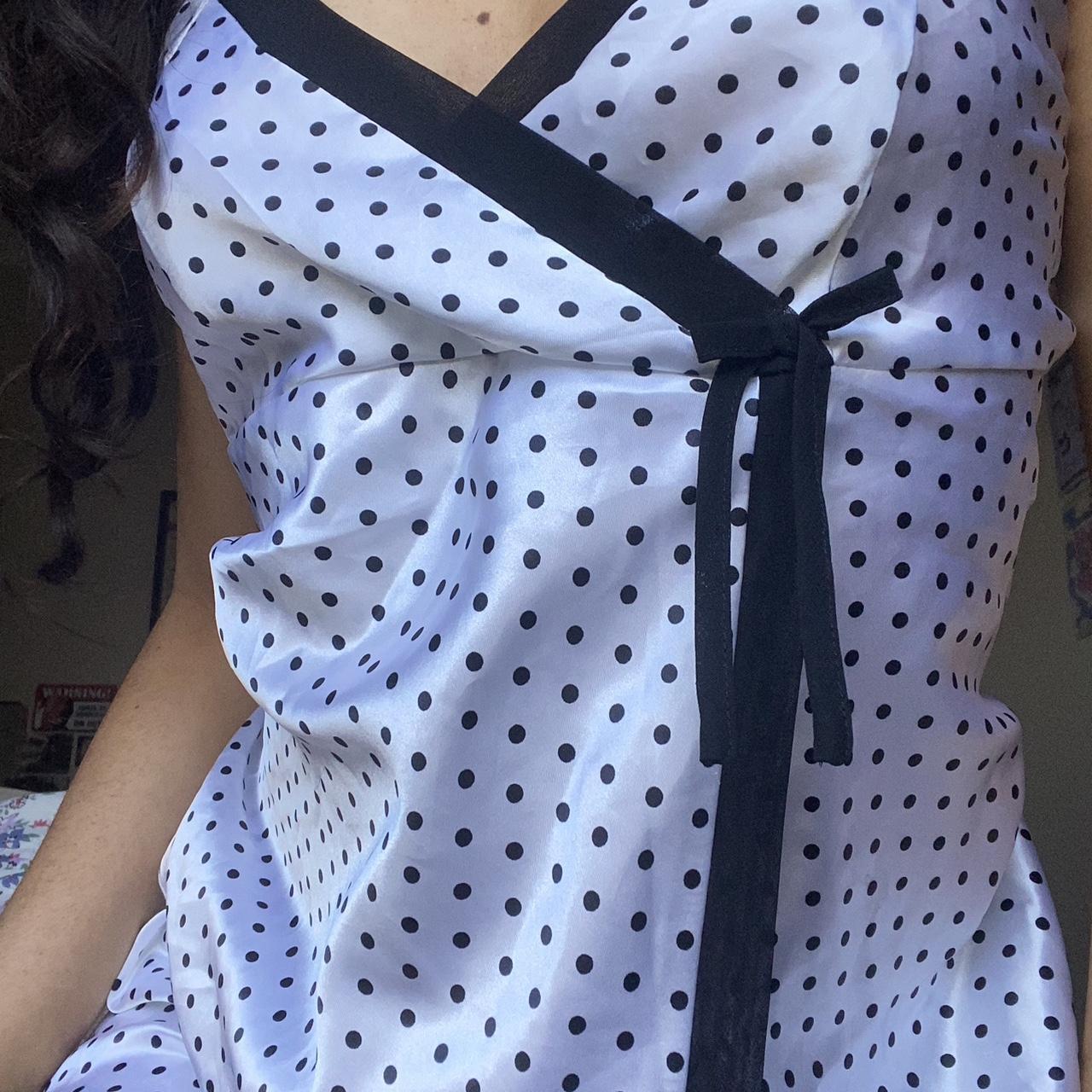 Most stunning Y2k polka dot matching silk pyjama set... - Depop