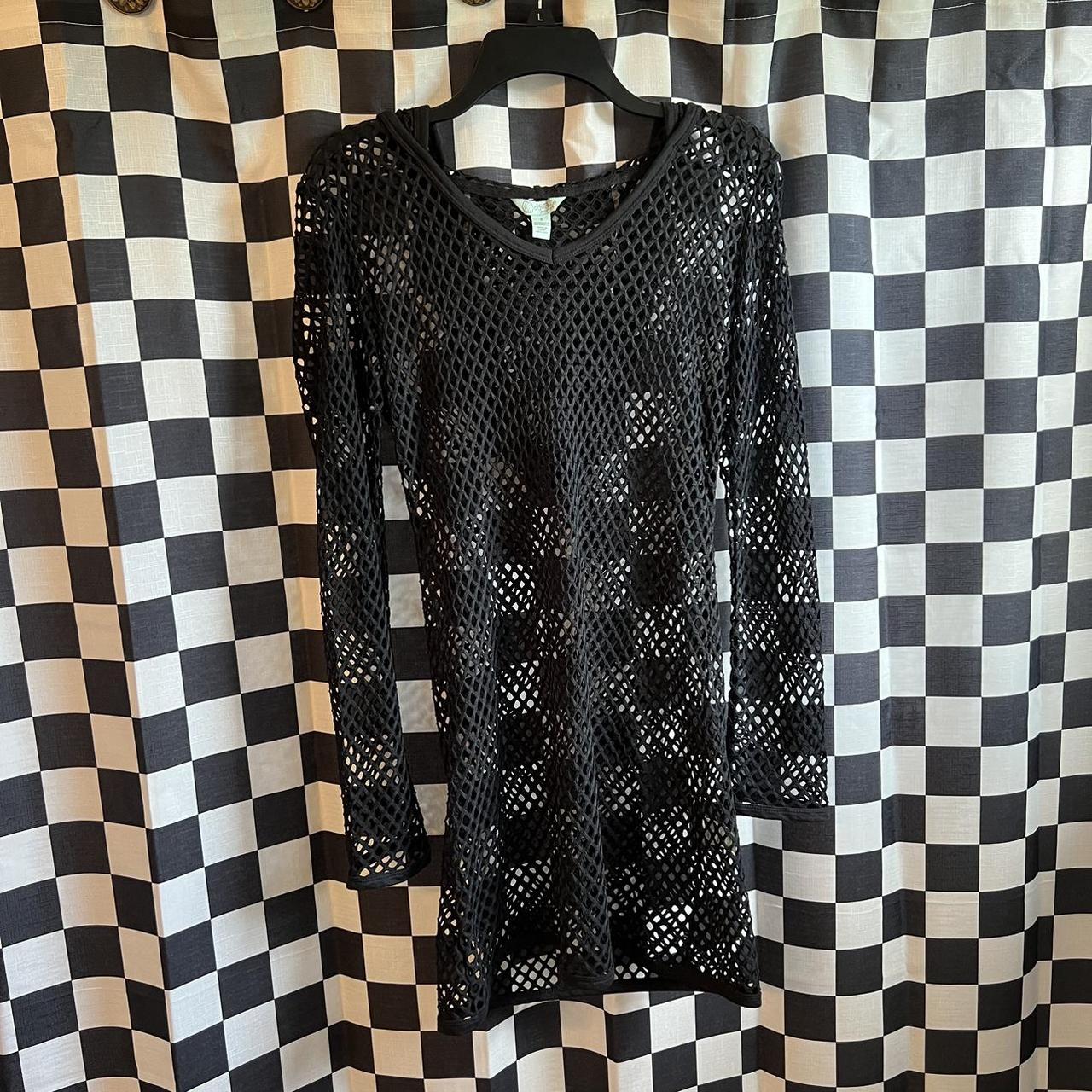Black mesh fishnet bathing suit cover up hoodie 🖤 👙... | Depop