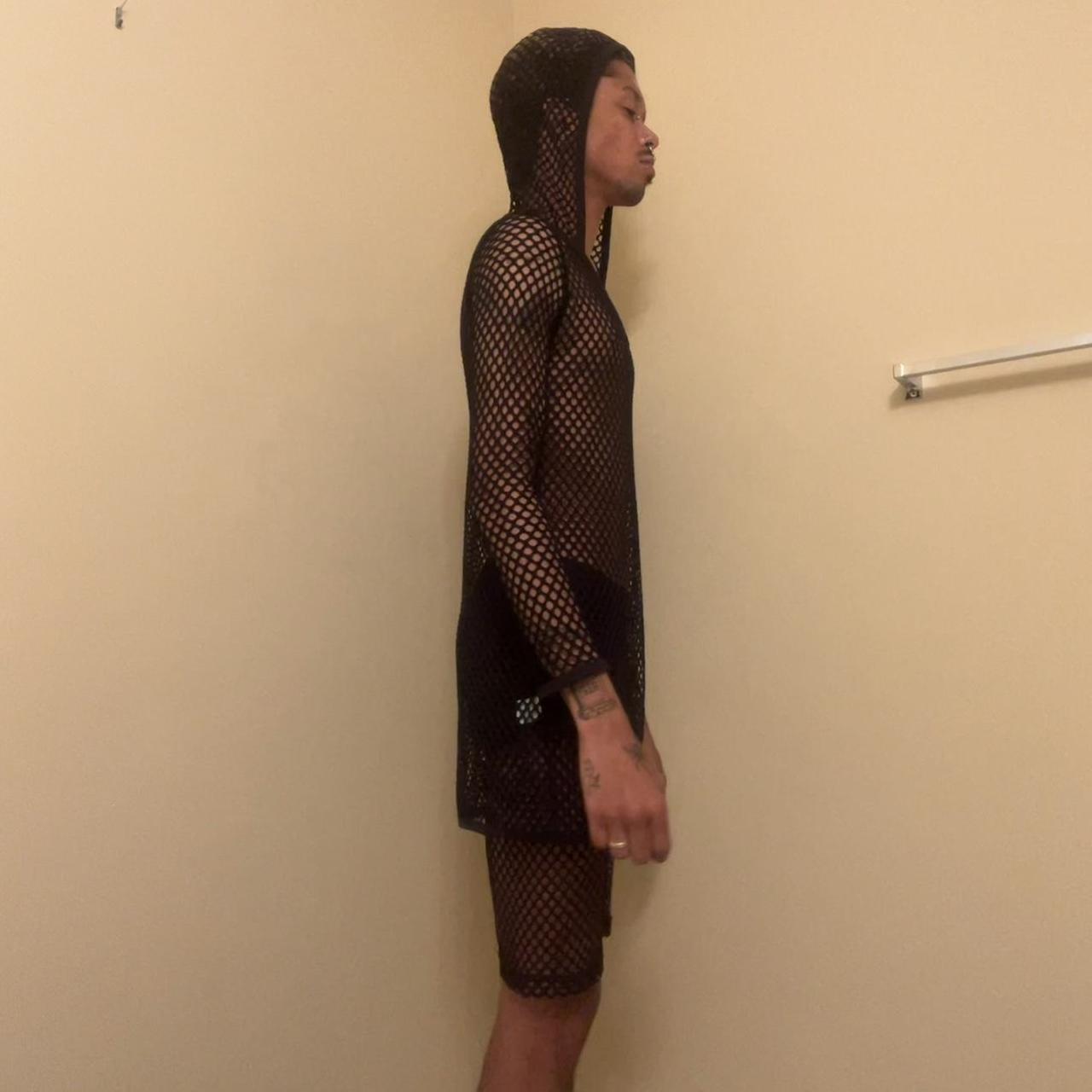 Black mesh fishnet bathing suit cover up hoodie 🖤 👙... | Depop