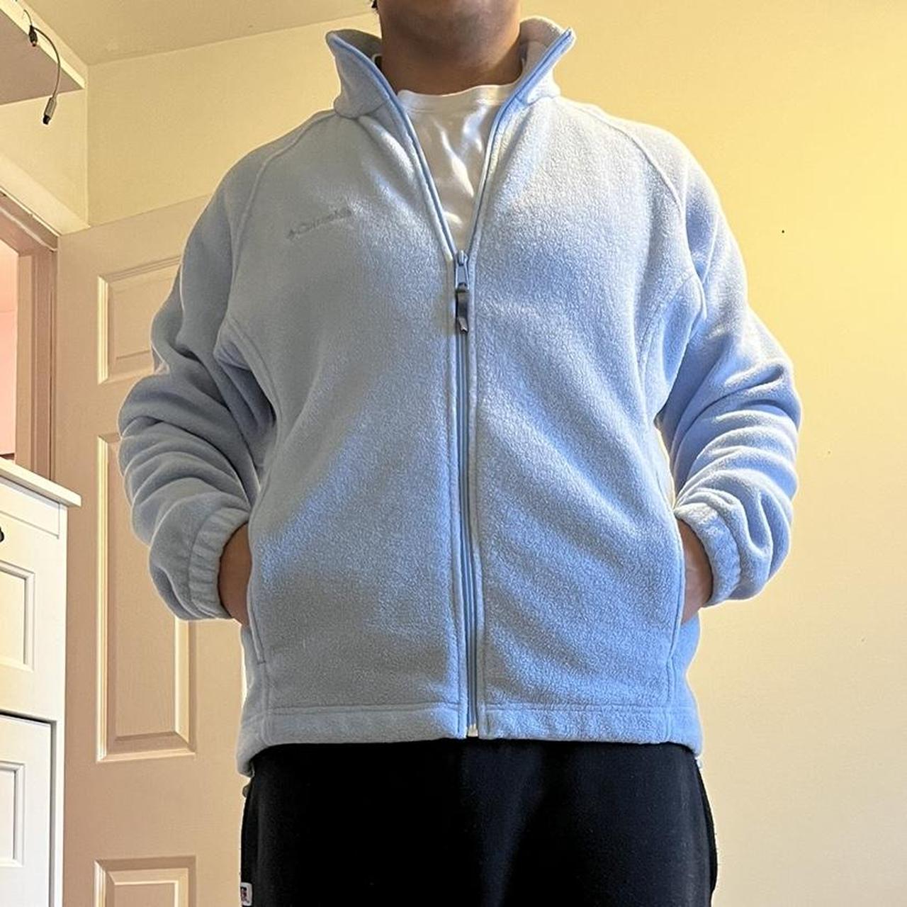 Columbia Light Blue Fleece Full Zip Jacket Size:... - Depop