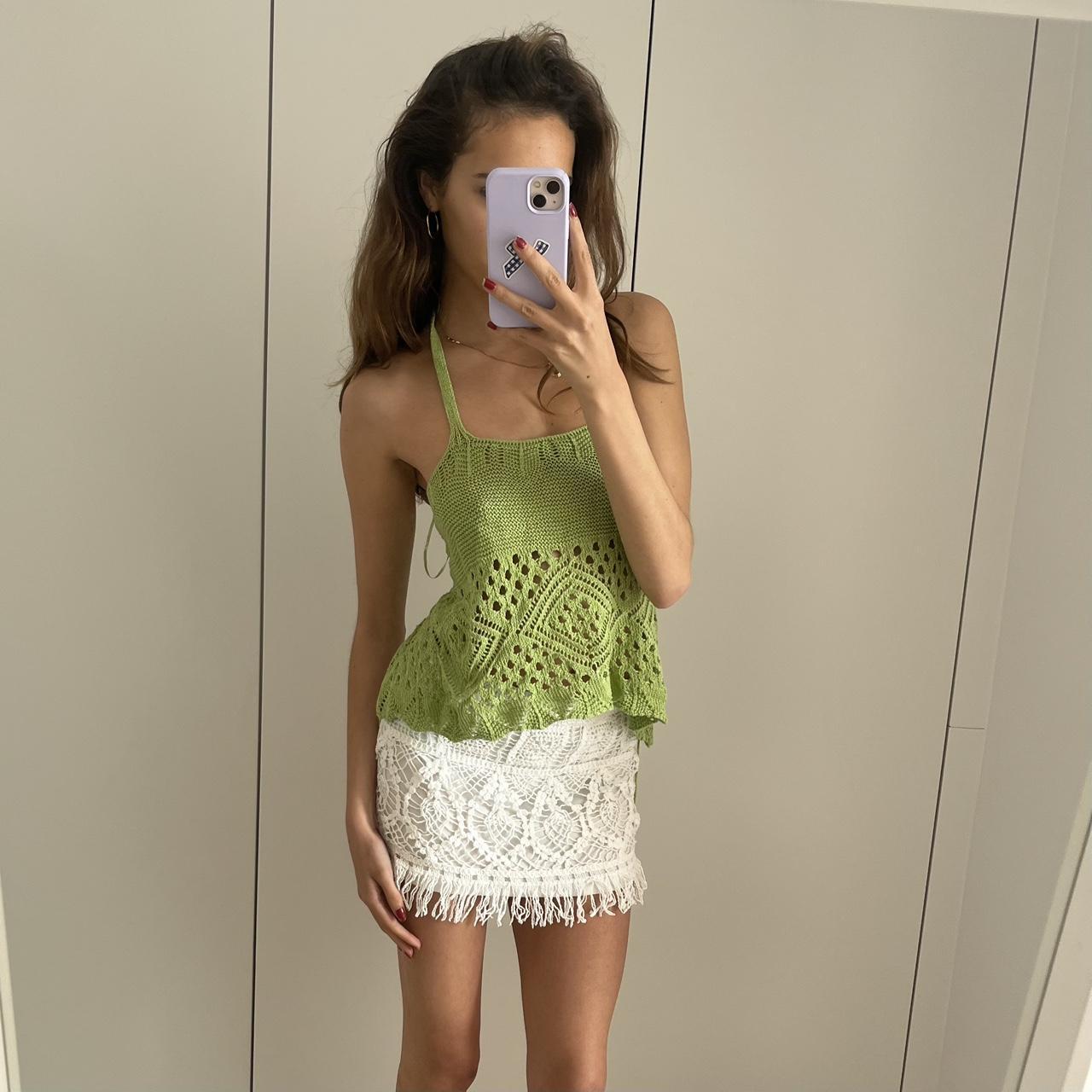 White crotchet mini skirt ️ - Depop