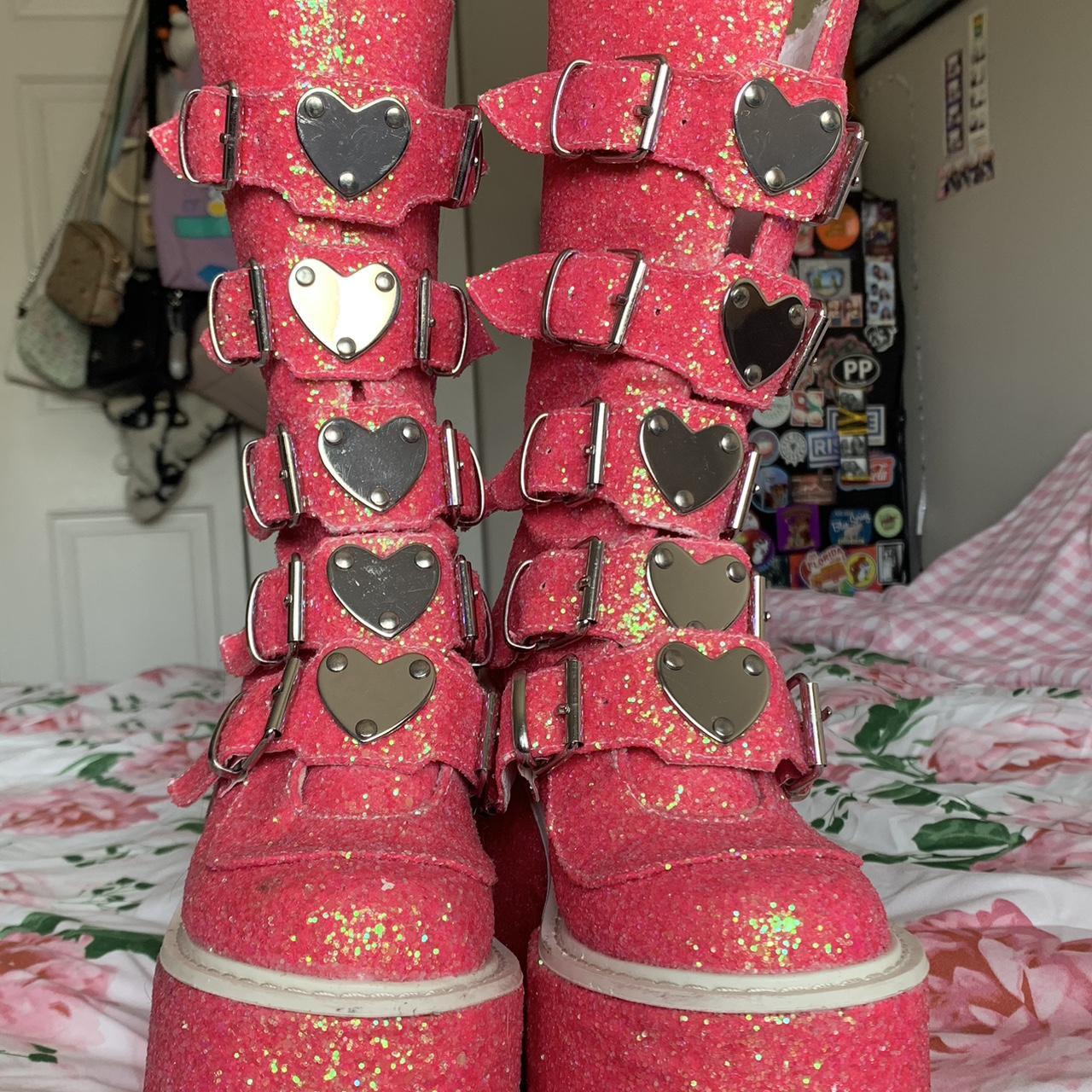Pink sparkly platform demonias! Size 6-6.5. Super... - Depop