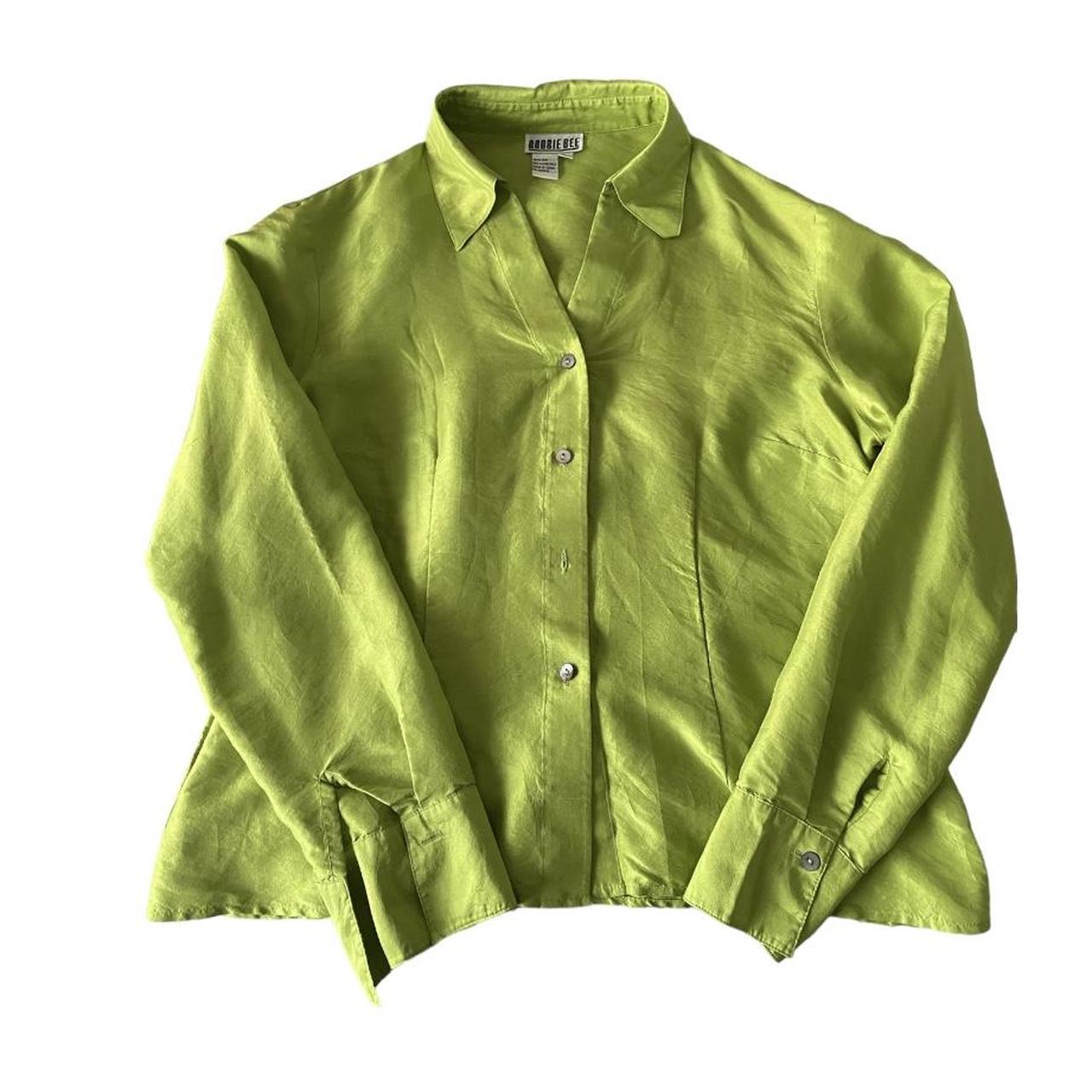 Vintage Robbie Bee Green Silk Top Marked size large... - Depop