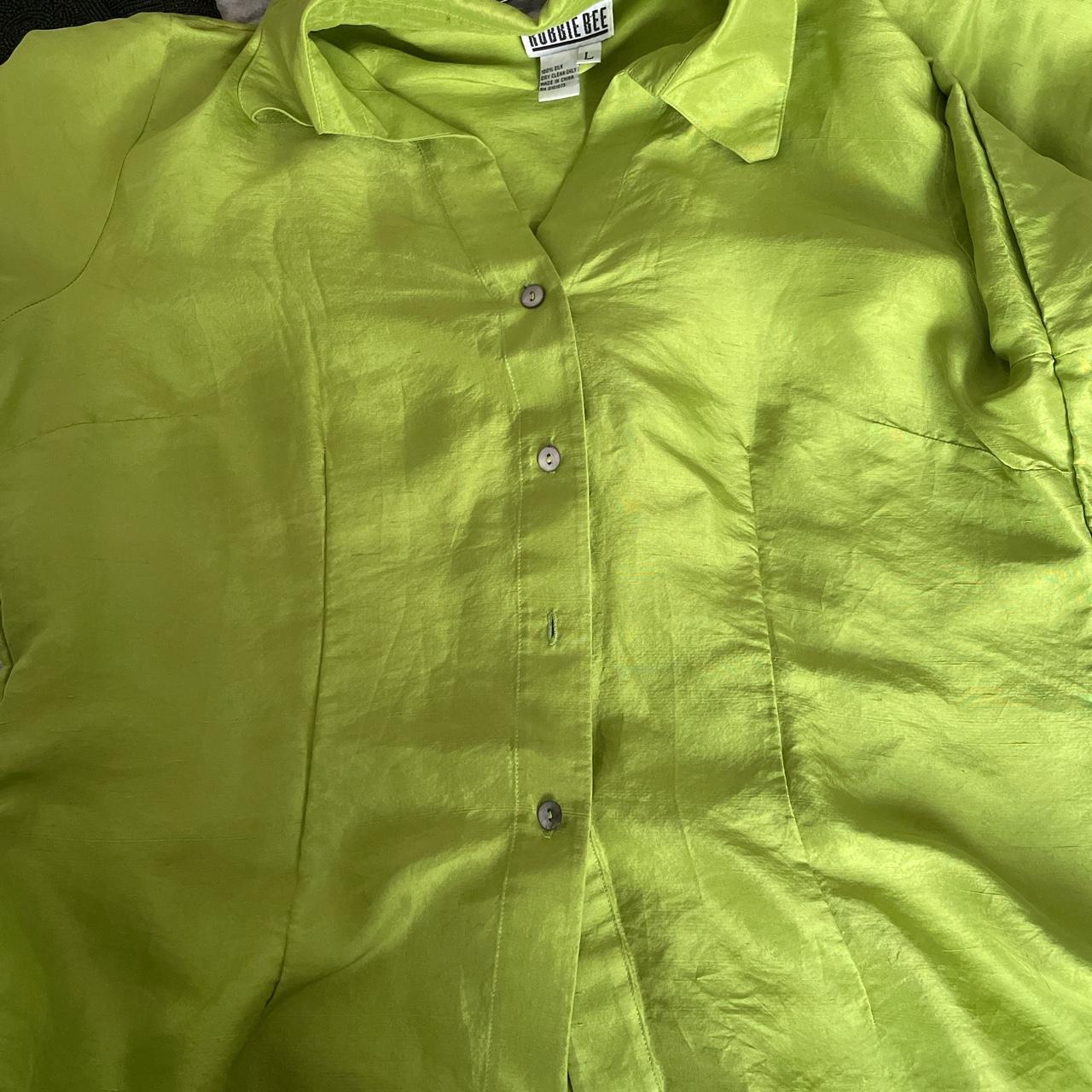 Vintage Robbie Bee Green Silk Top Marked size large... - Depop
