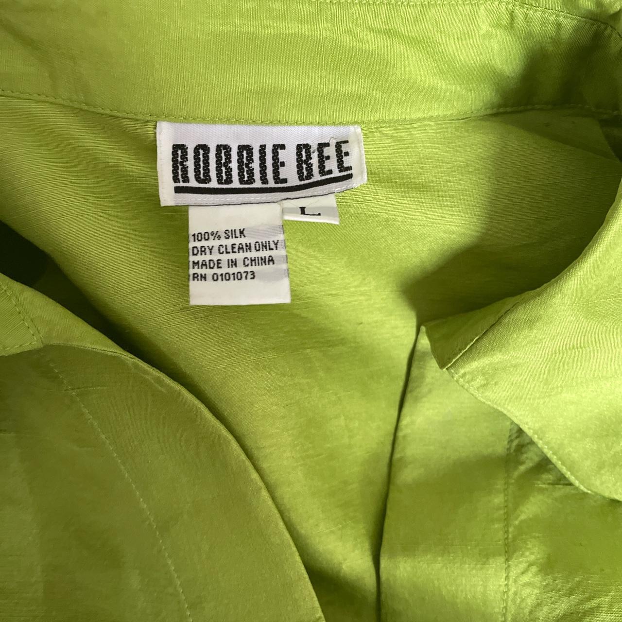 Vintage Robbie Bee Green Silk Top Marked size large... - Depop
