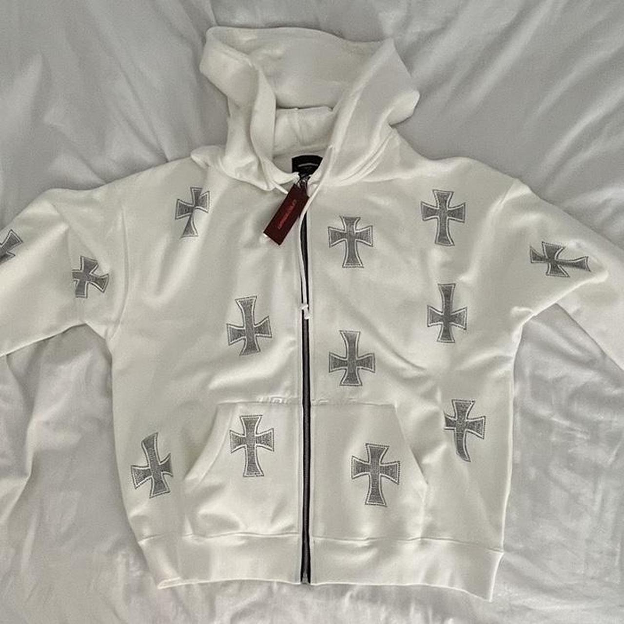 Unknown London Men's White and Black Hoodie | Depop