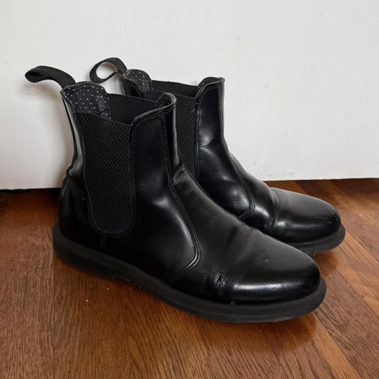 doc martens flora chelsea boots - black, women’s... | Depop