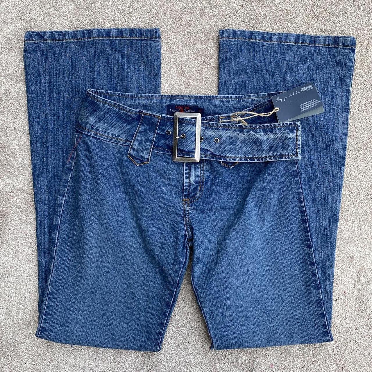 ‘00s Deadstock Belted Flare Jeans These jeans are... - Depop