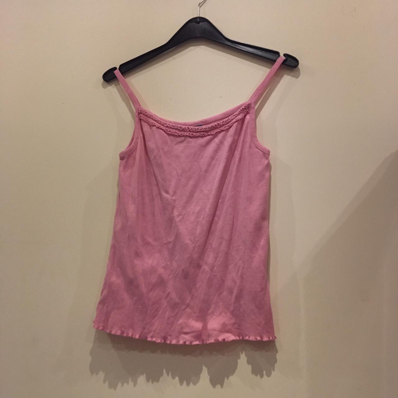 Pink spaghetti strap top ! Size 10/12 ### Y2k... - Depop