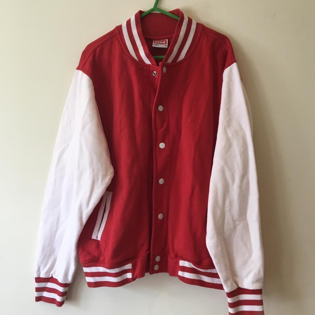 Red and white football jacket ☆ Tag Size medium ,... - Depop