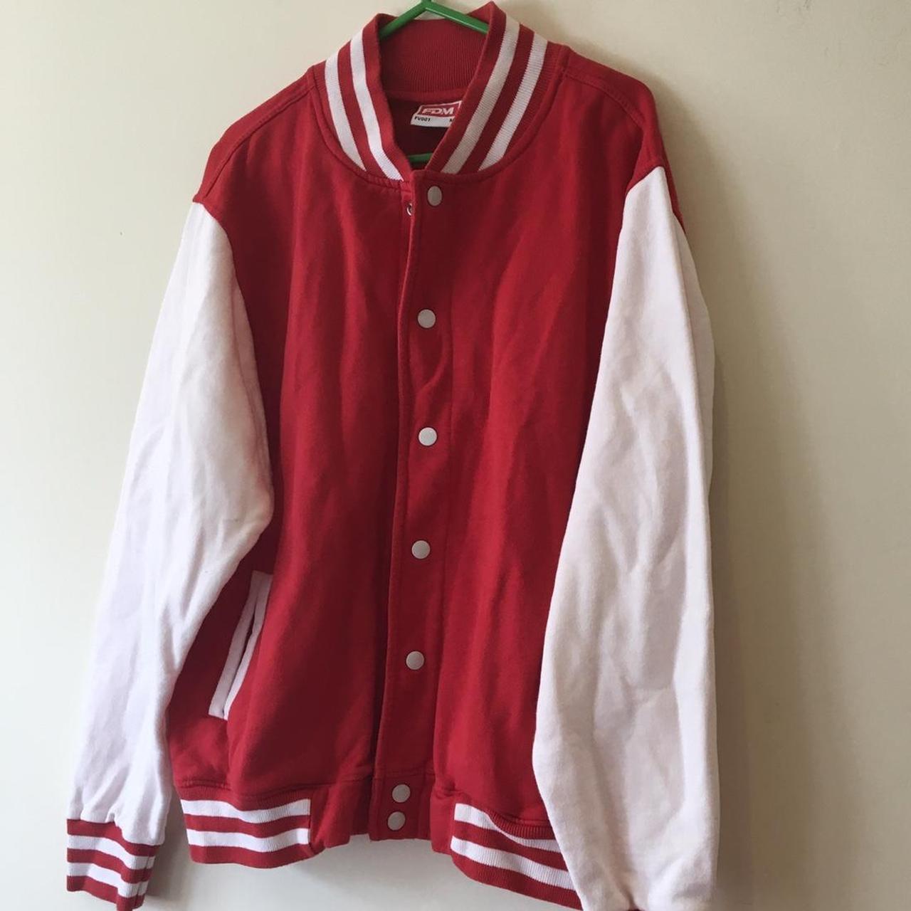 Red and white football jacket ☆ Tag Size medium ,... - Depop