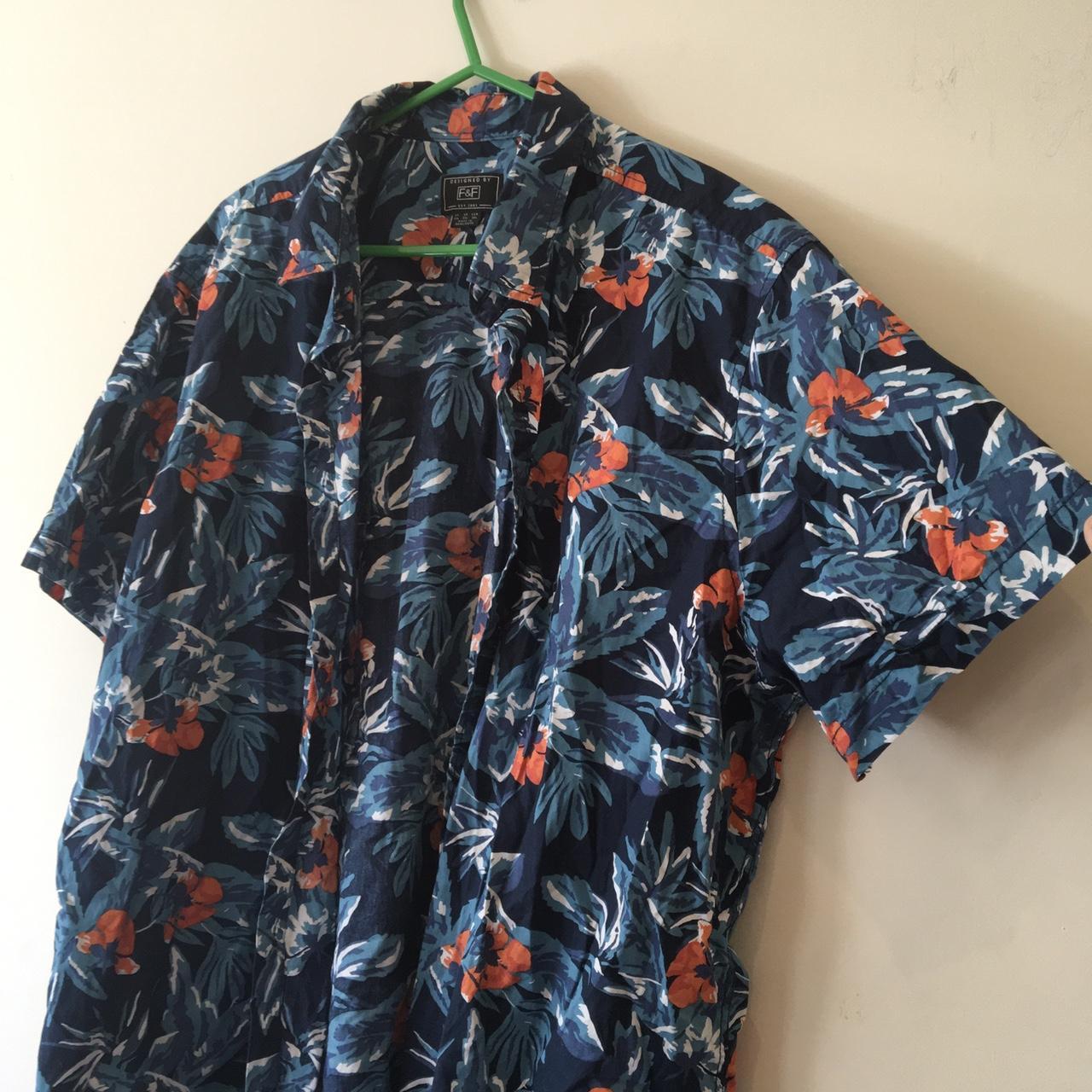 Blue and orange Hawaiian shirt Tag size 2XL 28... - Depop