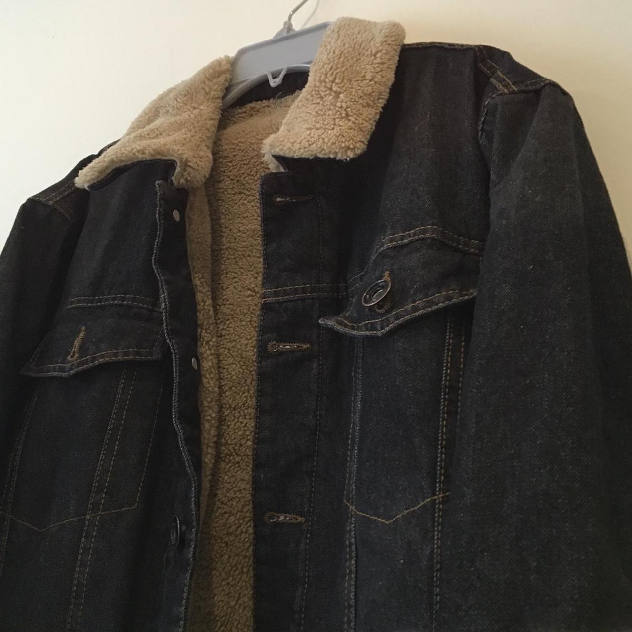 Fur lined thick denim jacket ☆★ Pit to pit... - Depop