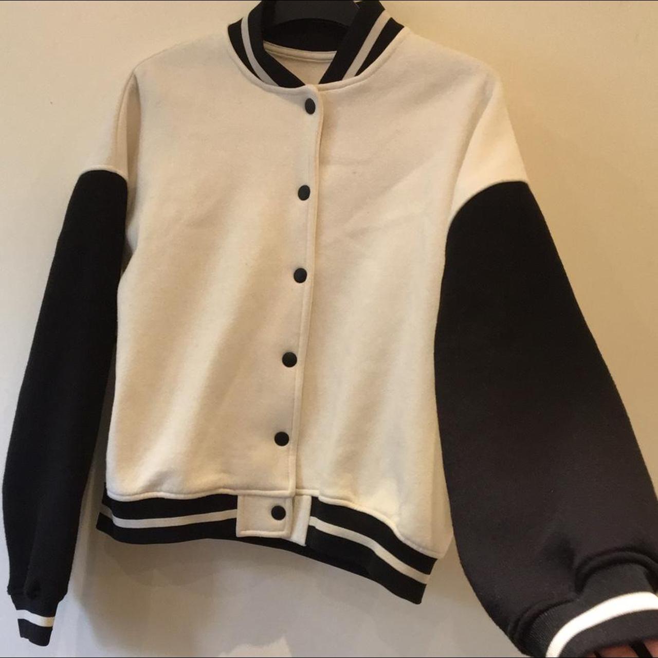 Cream/white and black aesthetic football jock... - Depop