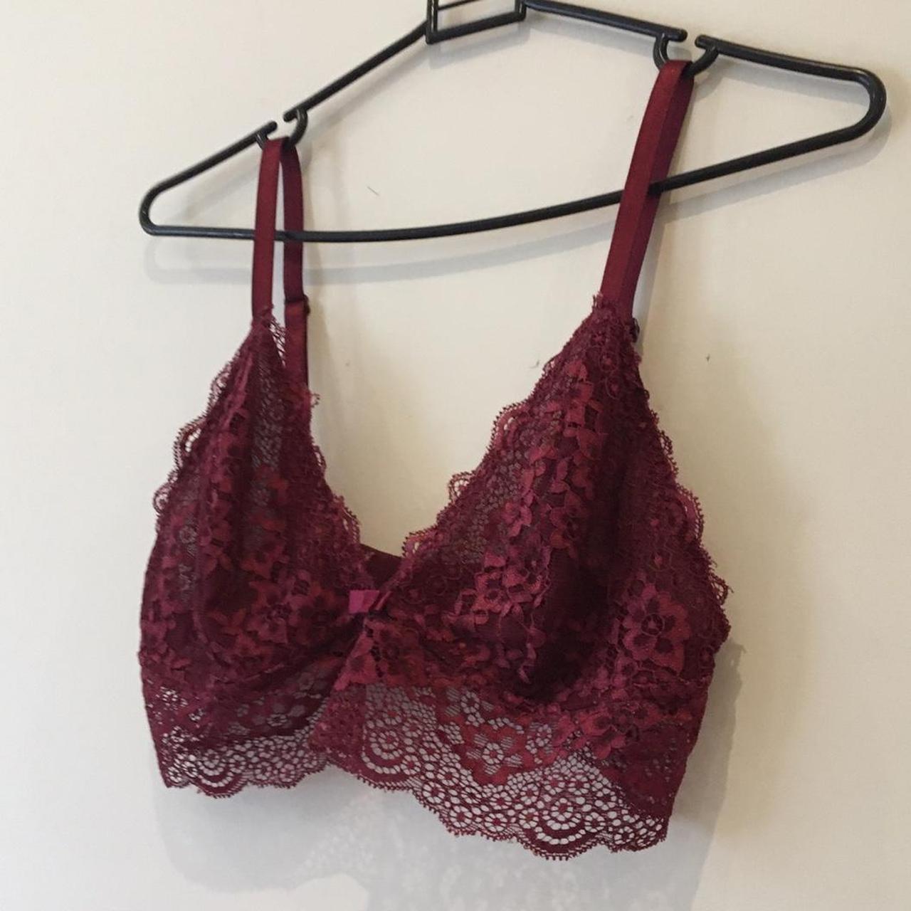 Gorgeous burgundy lace bra Size M ,... - Depop