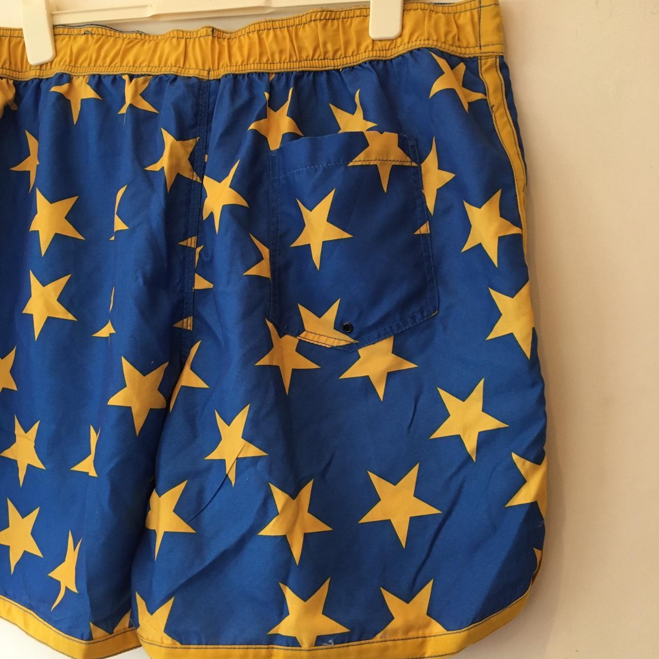 Sick bright blue and yellow star print shorts ☆★... - Depop