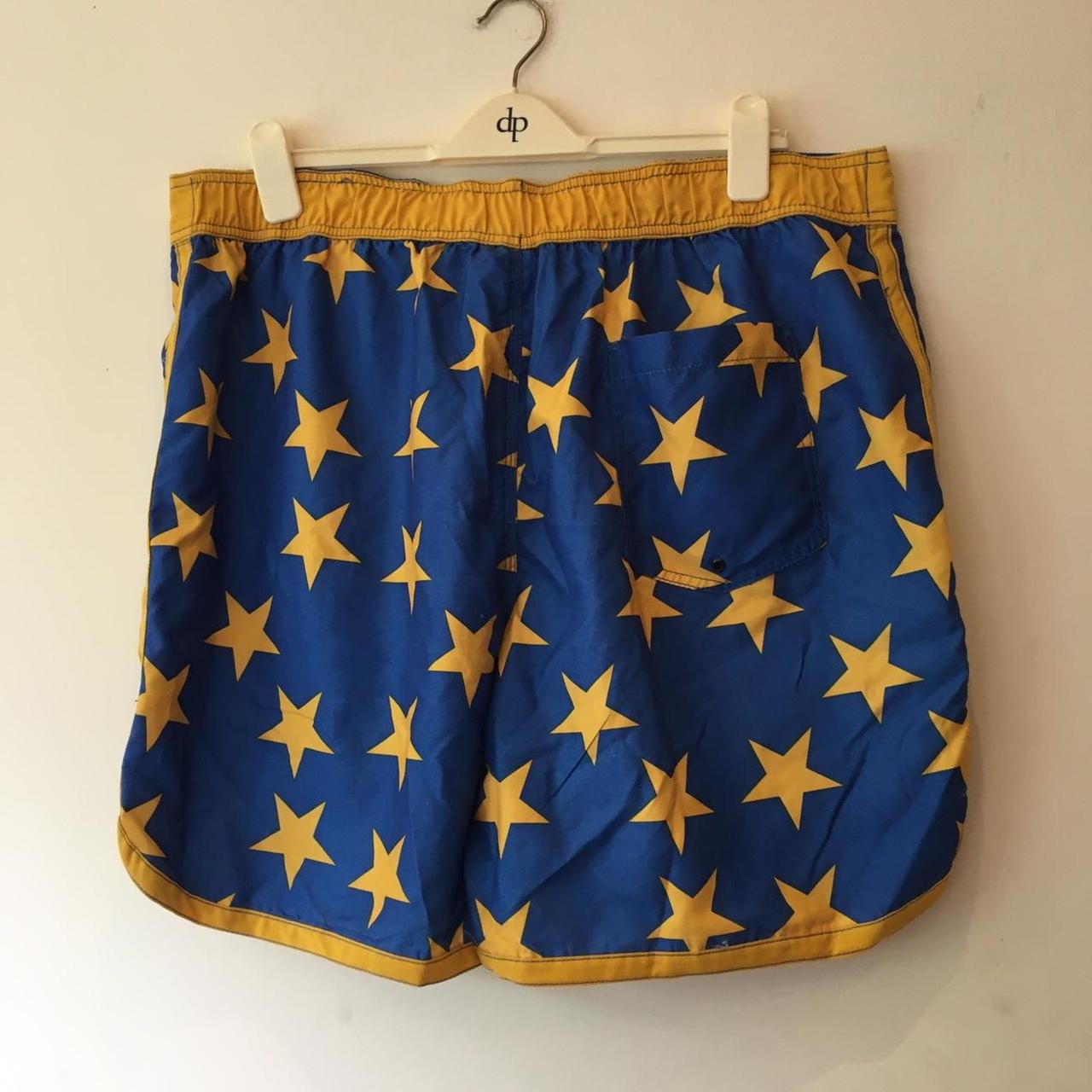 Sick bright blue and yellow star print shorts ☆★... - Depop