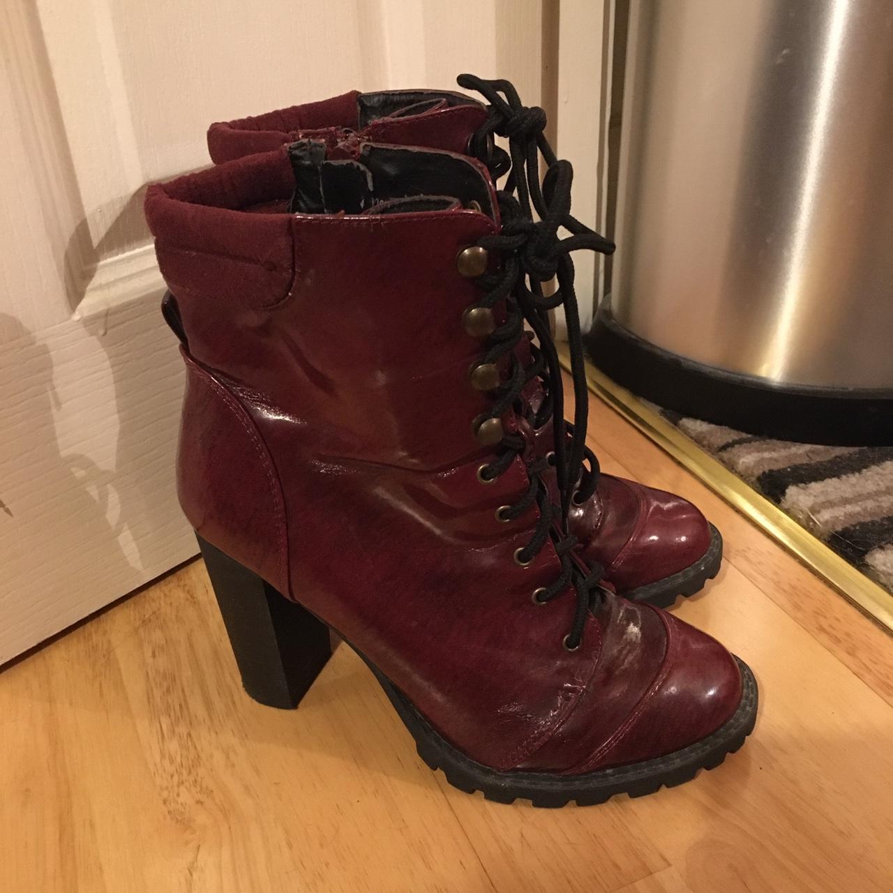 Heeled gothic burgundy boots !! ☆★ Hottest sleek... - Depop