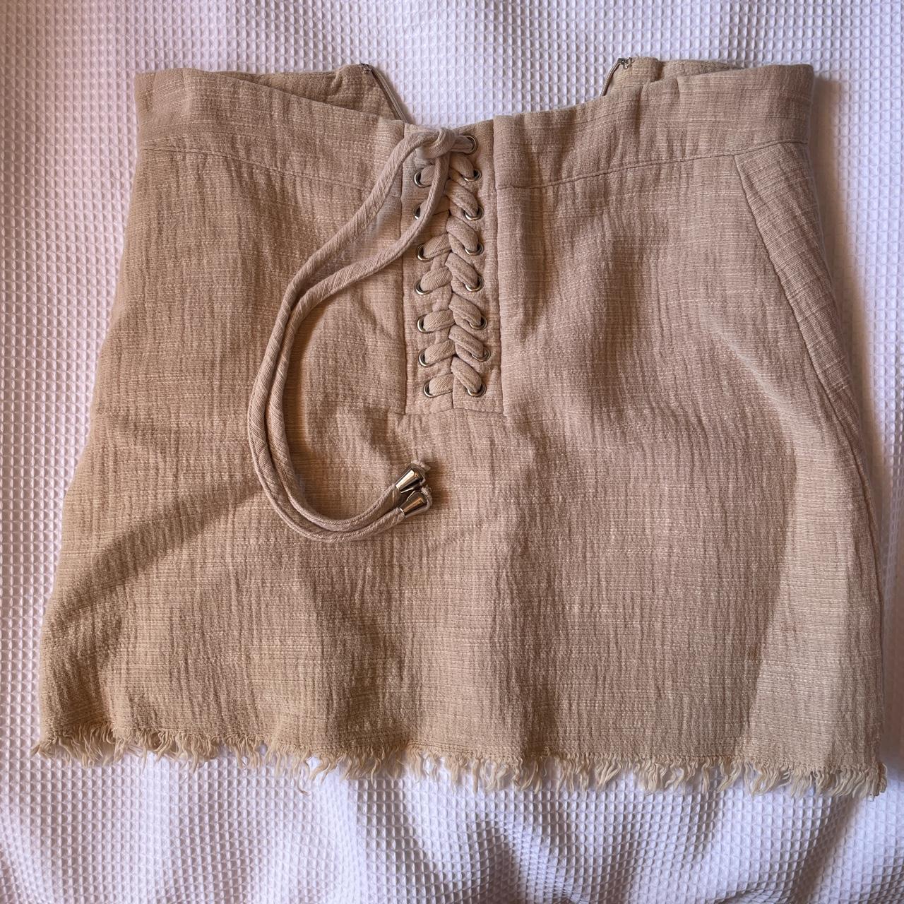 Mooloola linen look fully lined tie up mini skirt.... - Depop