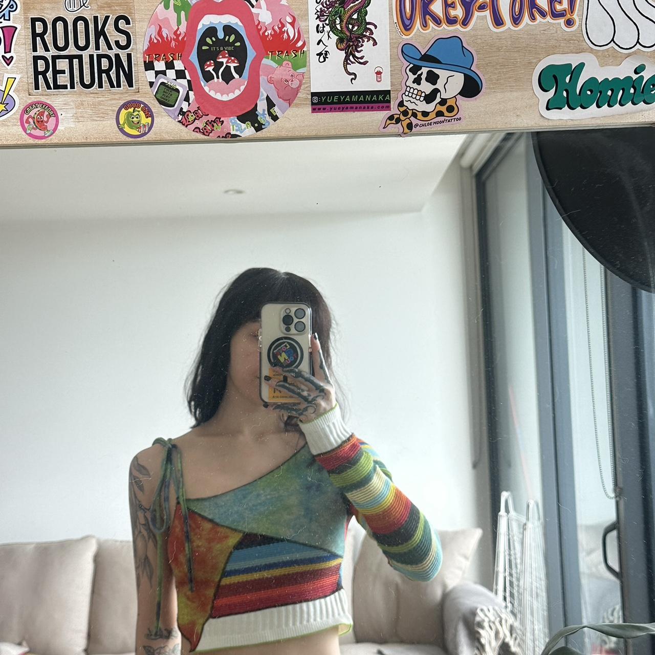 jaded london one shoulder rainbow top, tags removed... - Depop