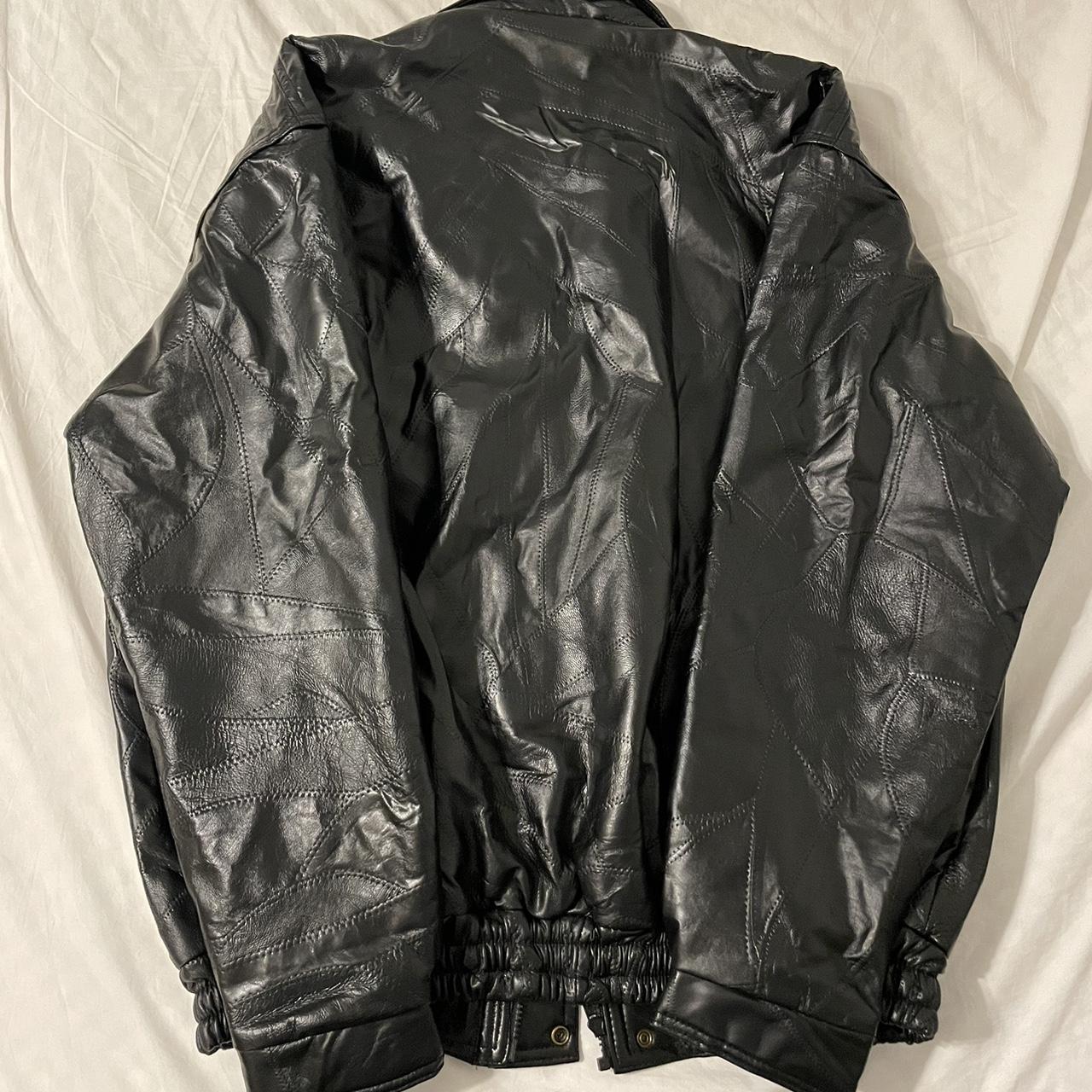 Mens Vintage Bomber Patterned Leather Jacket. Jacket... - Depop