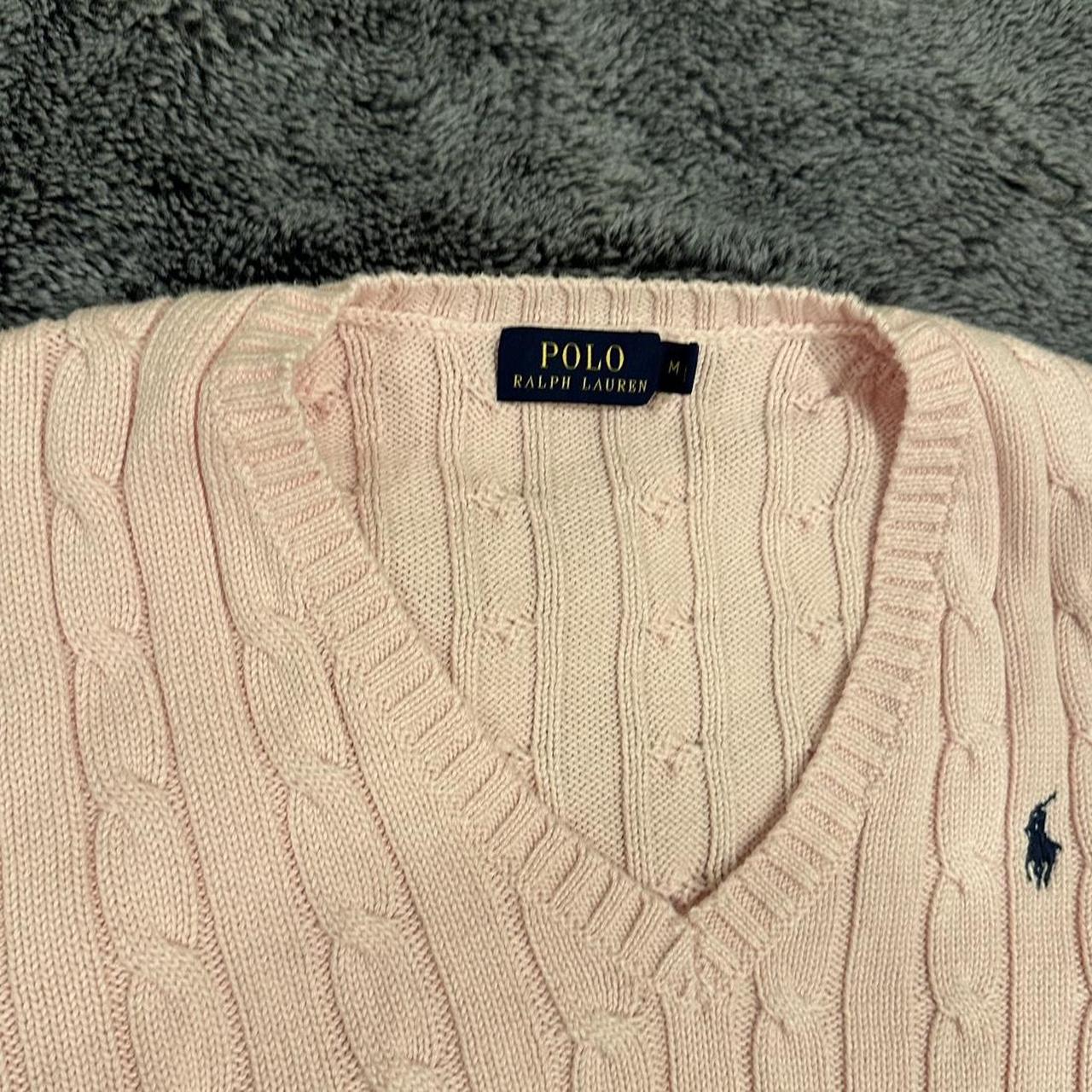 Polo Ralph Lauren baby pink cable knit sweater in a... - Depop