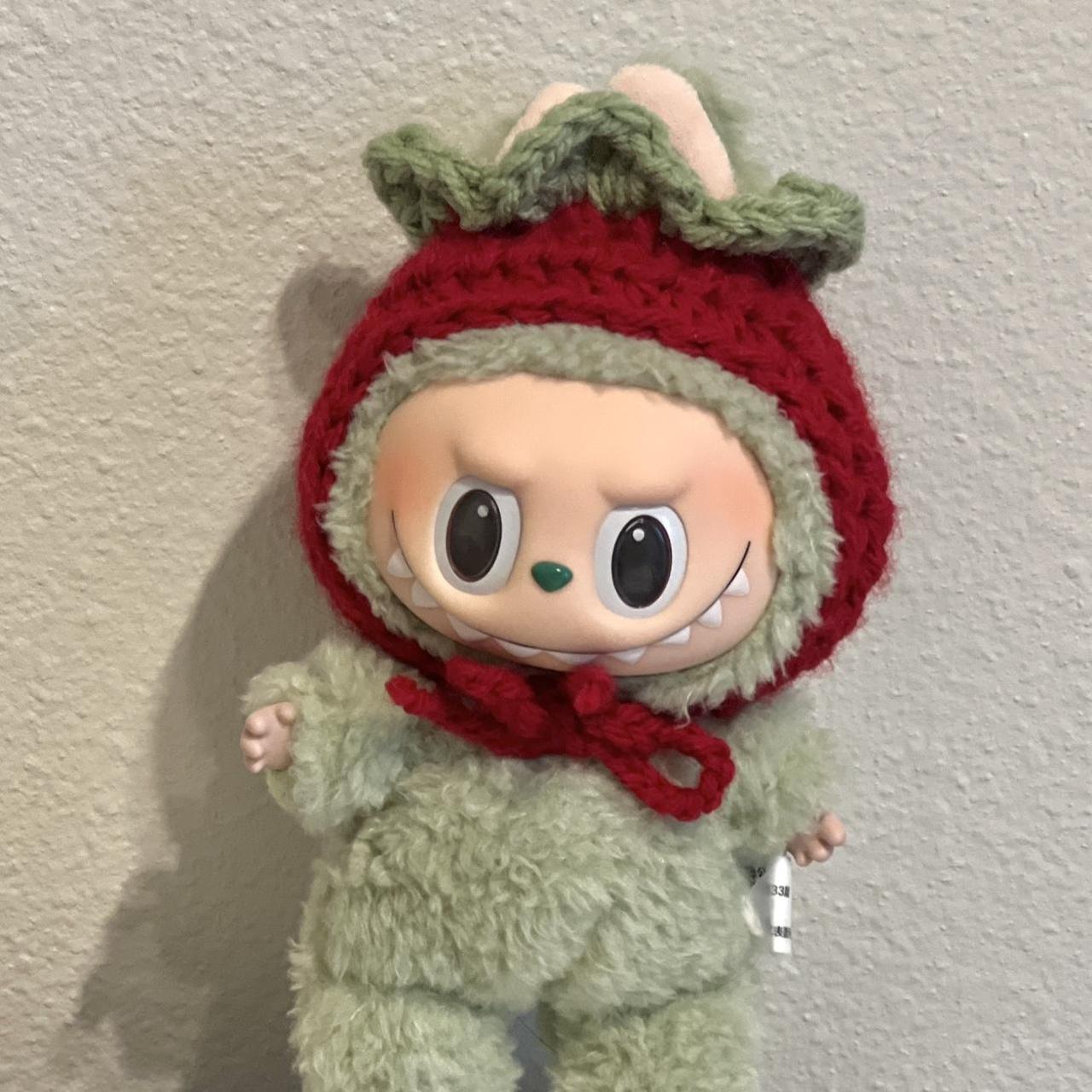 Crochet tomato Labubu hat Labubu handmade clothes... | Depop