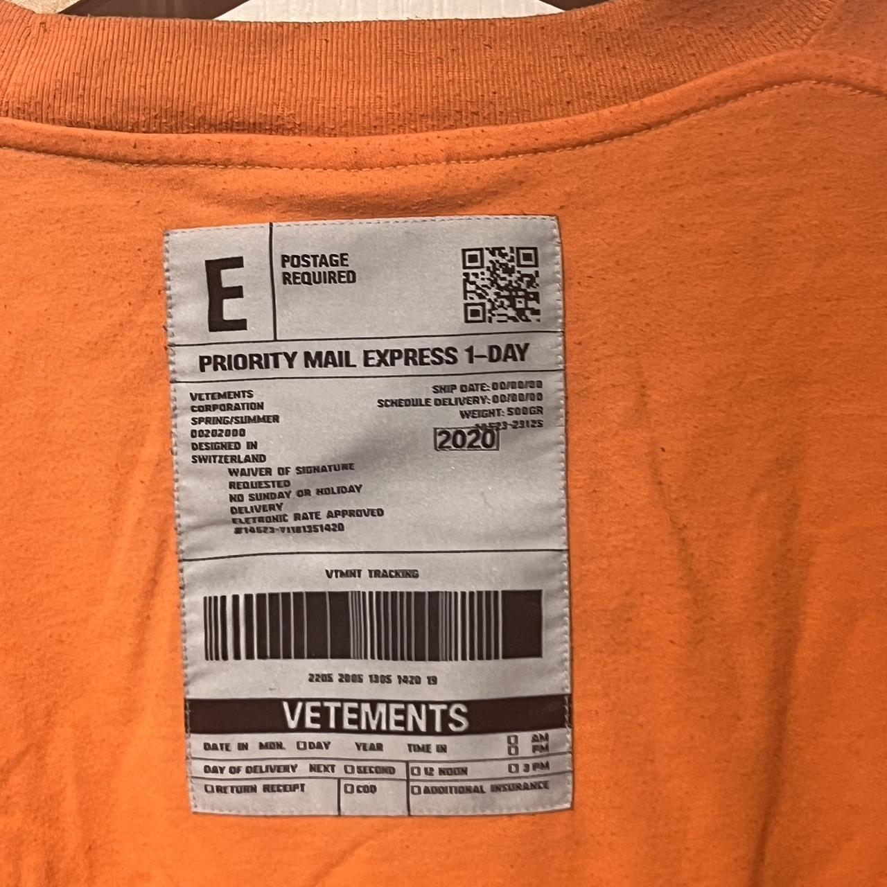 vetements tshirt shipping tag on back #vetements... - Depop