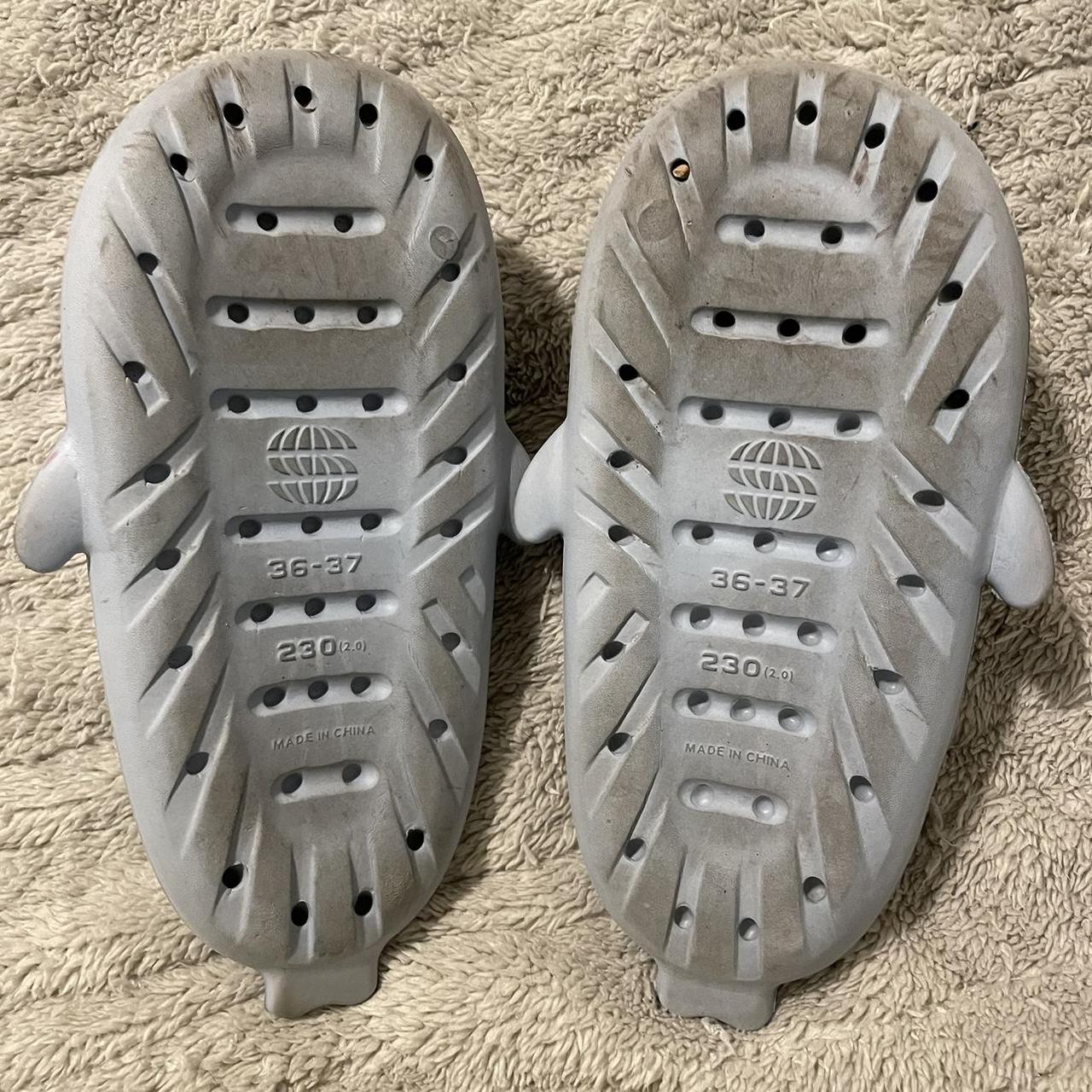 Baby blue shark slides. Worn 3-5x. Super comfy and... - Depop