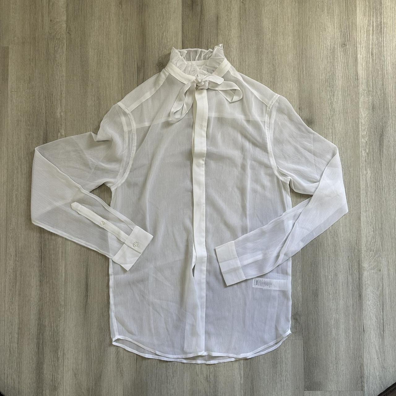 Mesh see through bow tie asos button up sized xs... - Depop