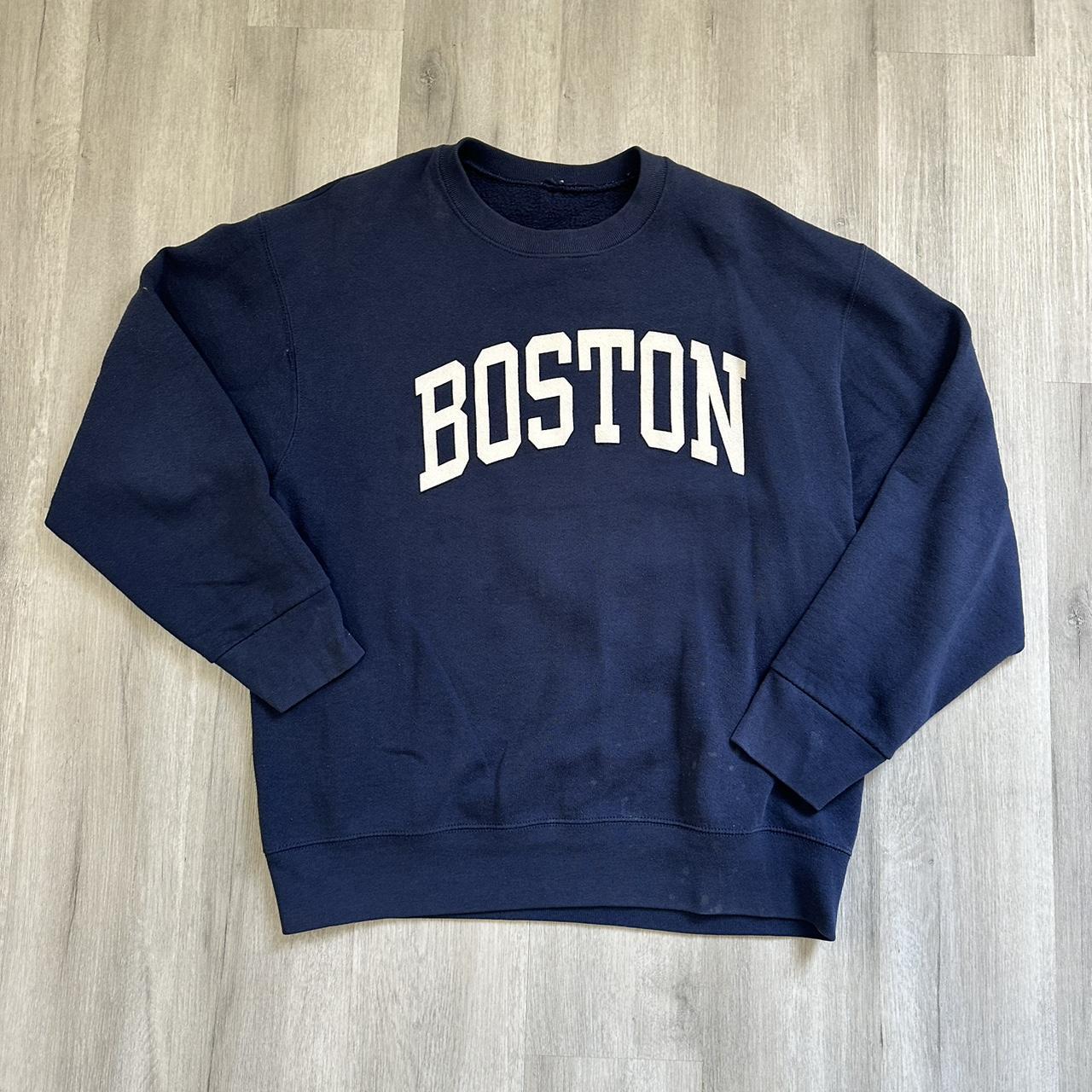 Basic navy boston sweater minor stain on bottom... - Depop